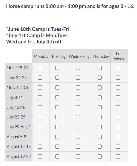 About our camps — Adamsville Stables