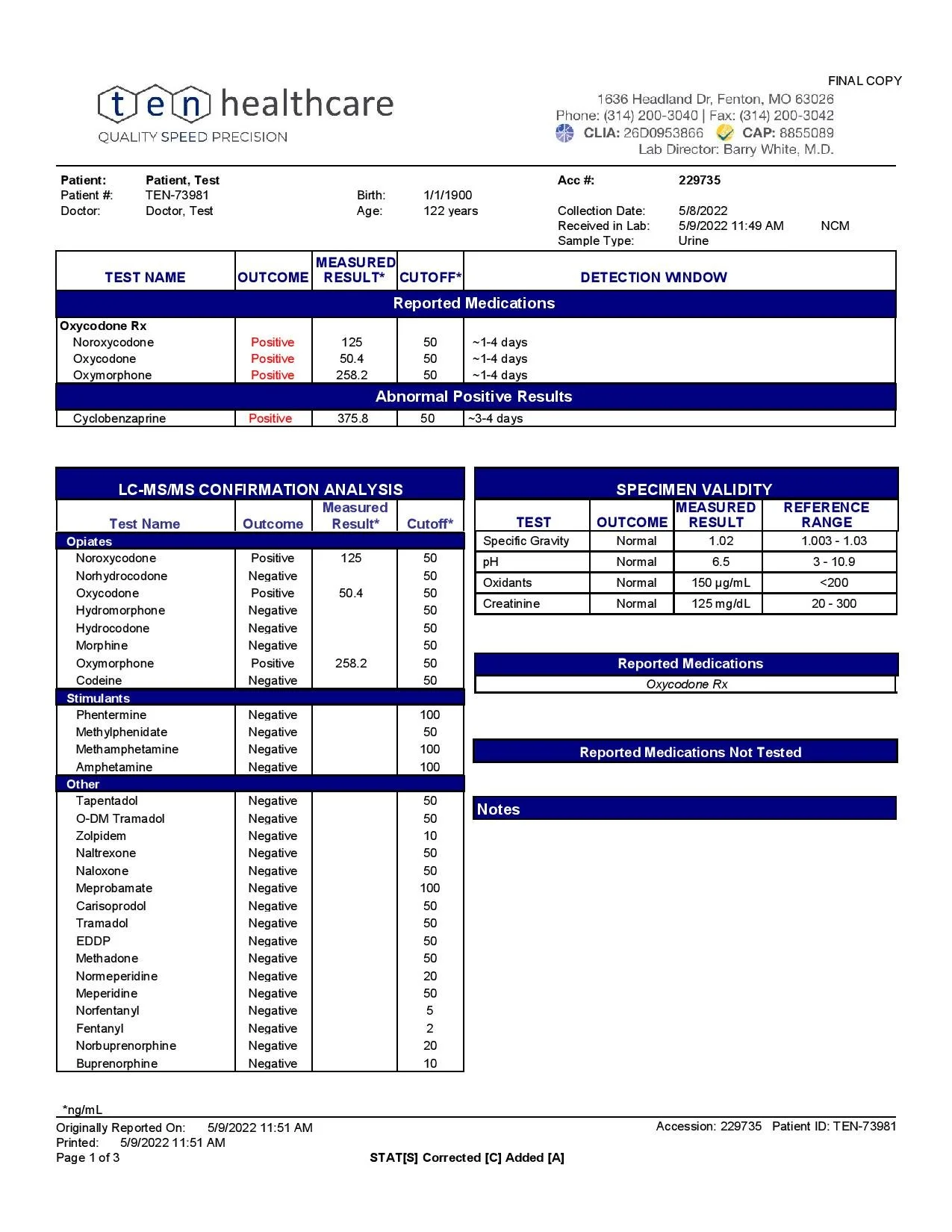 Sample Report — TEN Healthcare