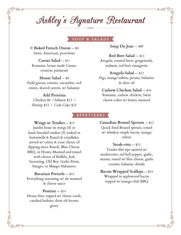 Menu — Ashley's