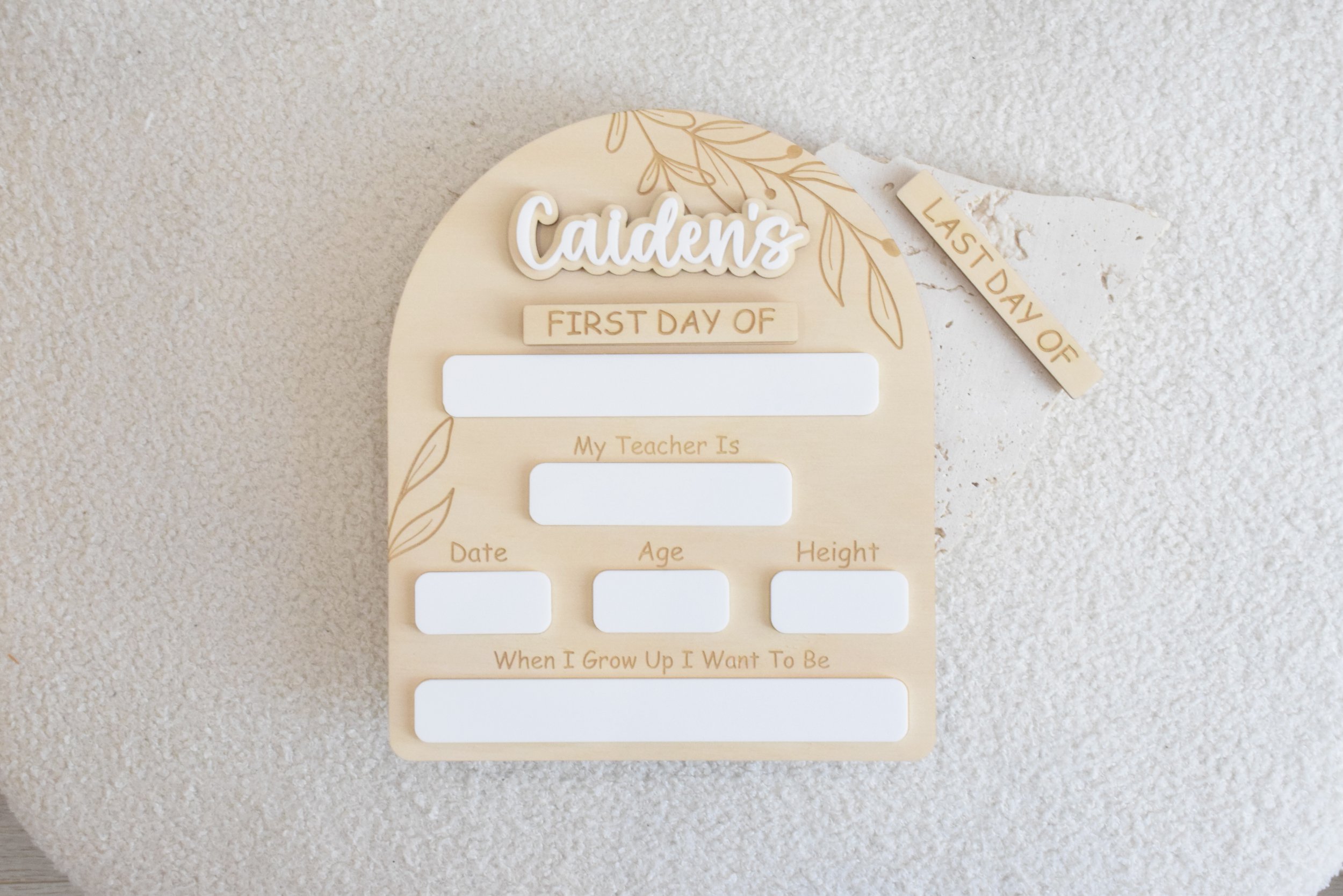 first and last day board leaf design — K.Y DESIGNS