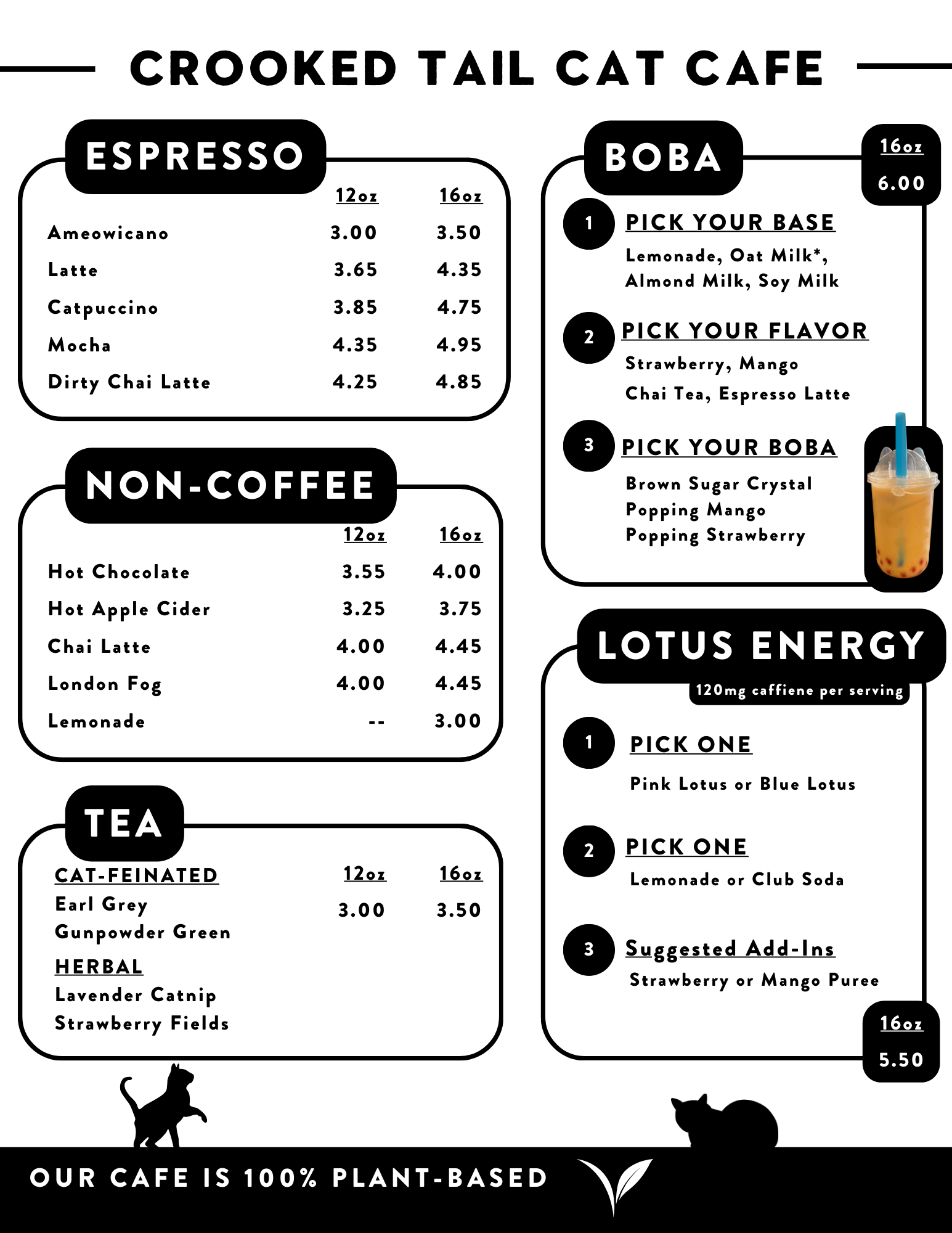 Menu — Crooked Tail Cat Cafe
