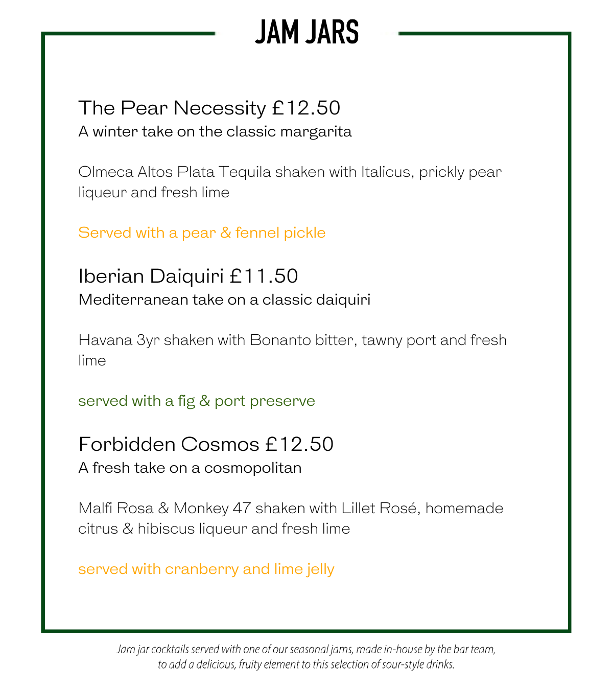 Cocktail Menu - Bourne & Hollingsworth Buildings