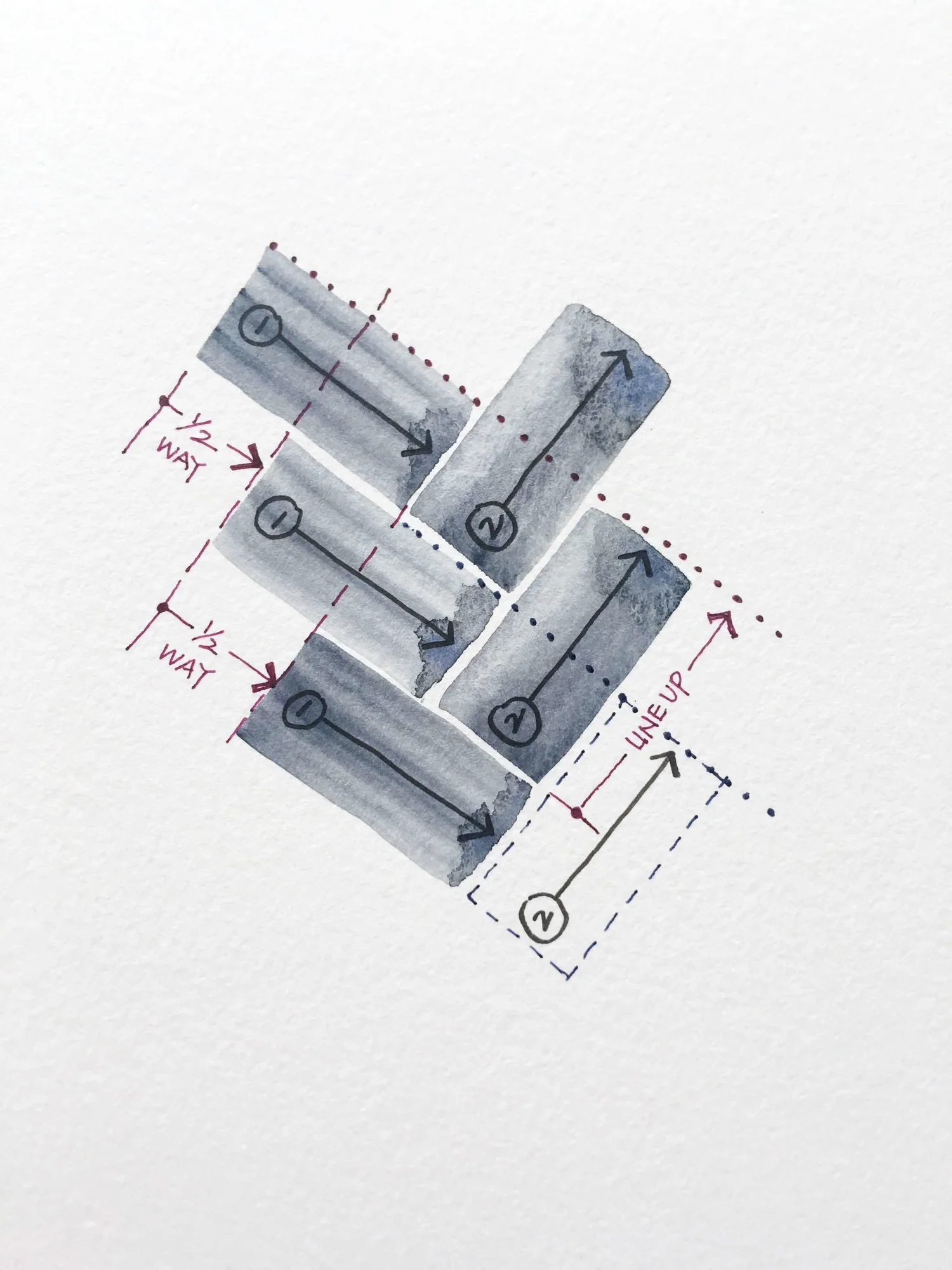 Watercolor Tutorial: Herringbone Pattern | Susan Chiang