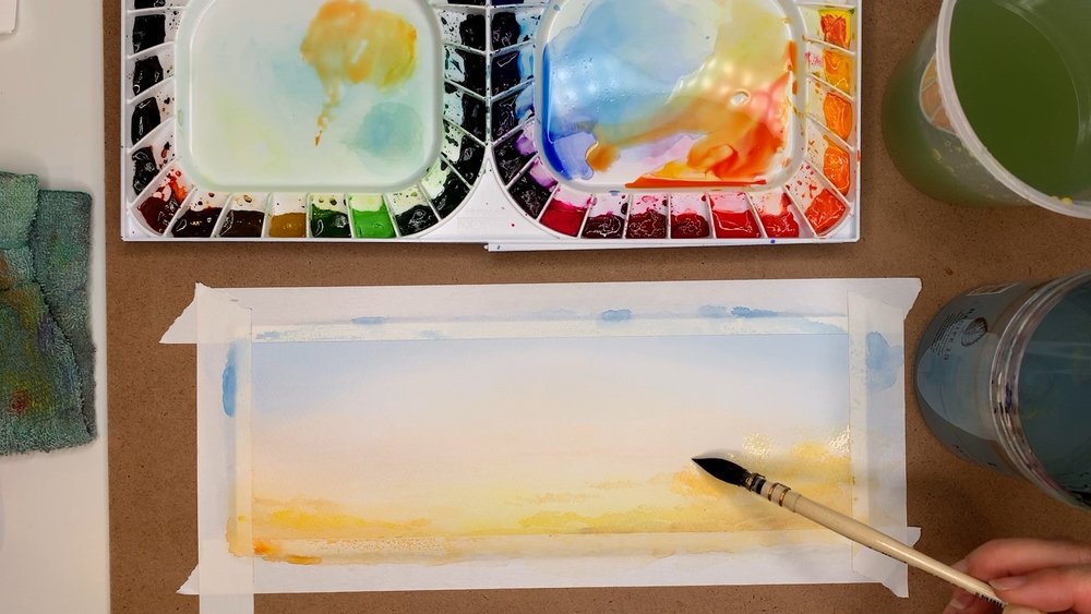My Simple Approach To Painting Gradient Watercolor Skies | Susan Chiang
