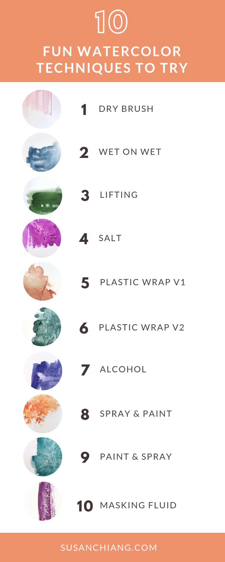 10 Fun Watercolor Techniques To Try | Susan Chiang
