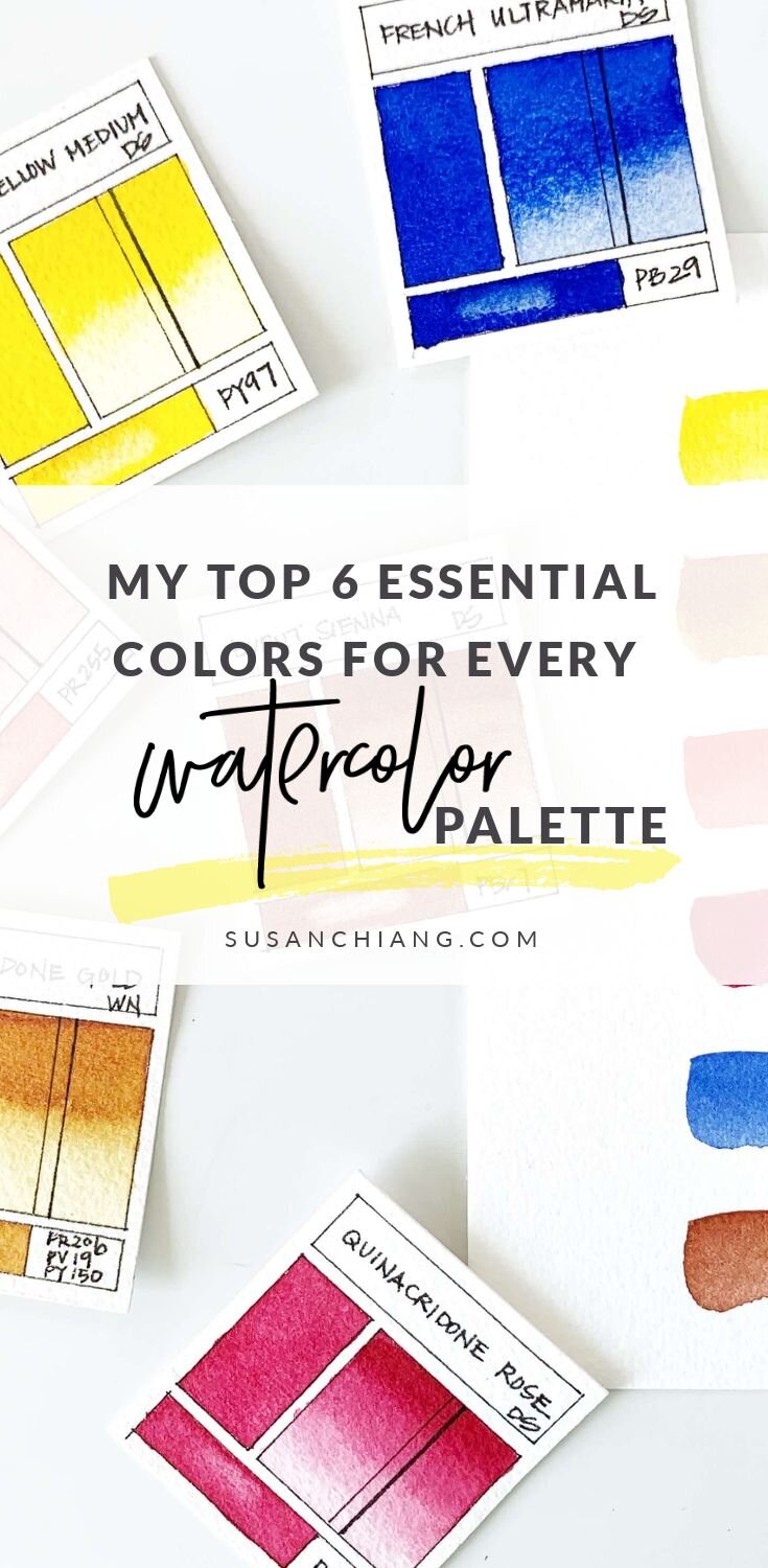 My Top 6 Essential Colors For Every Watercolor Palette | Susan Chiang