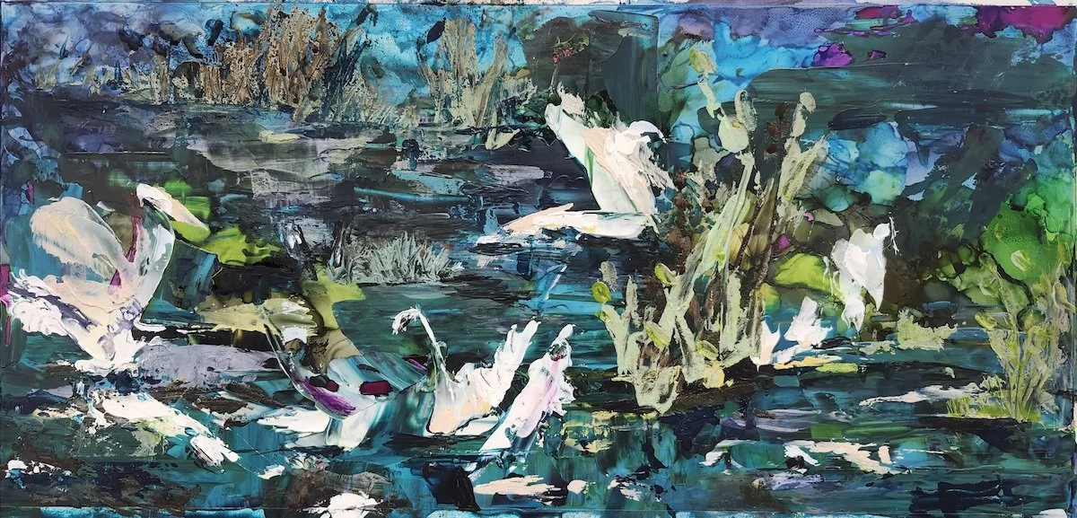 Swan Abstract Painting