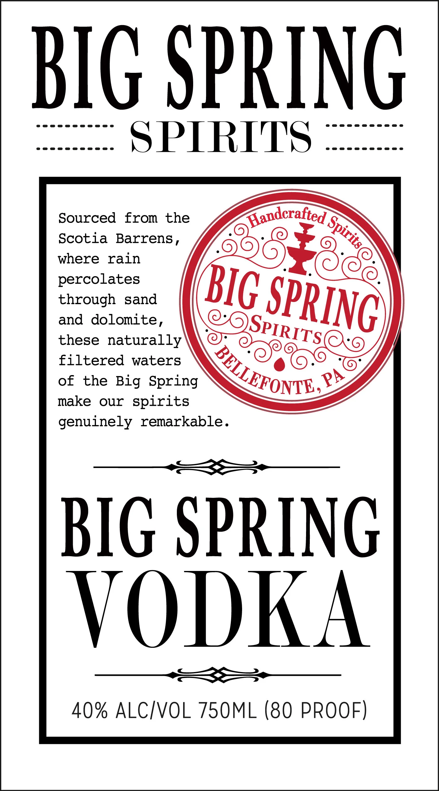 Big Spring Vodka — Big Spring Spirits