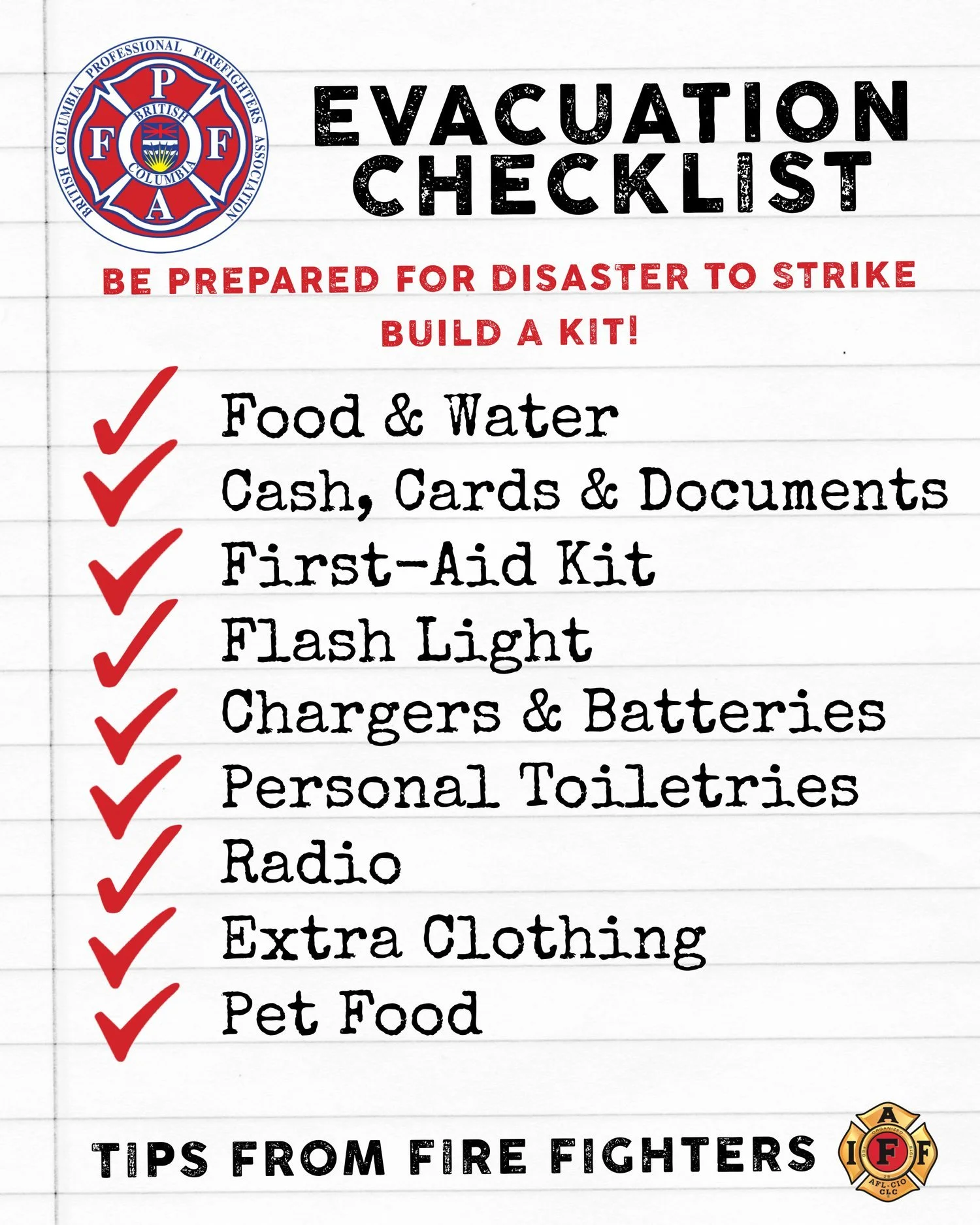 Do you have your Emergency Supply Kit? — BC Professional Fire Fighters Do you have your Emergency Supply Kit? — BC Professional Fire Fighters