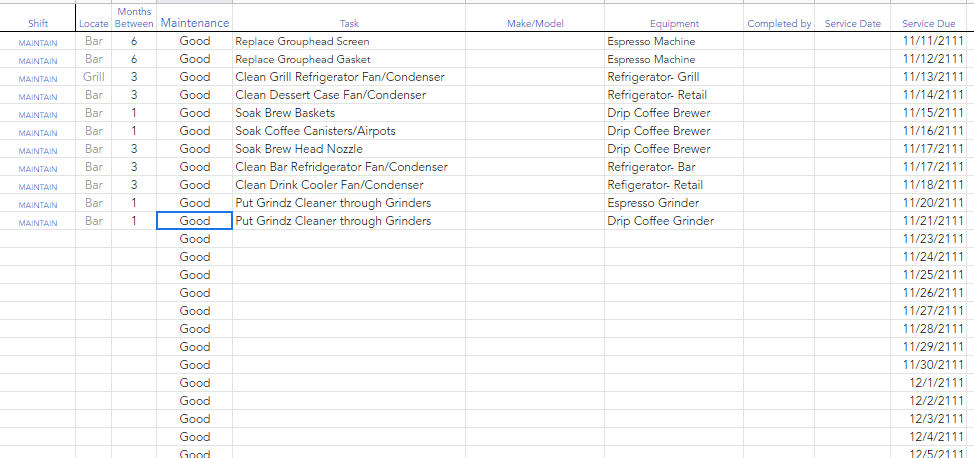 Cleaning Checklist | Cafe Cleaning Checklist x Conscious Bean