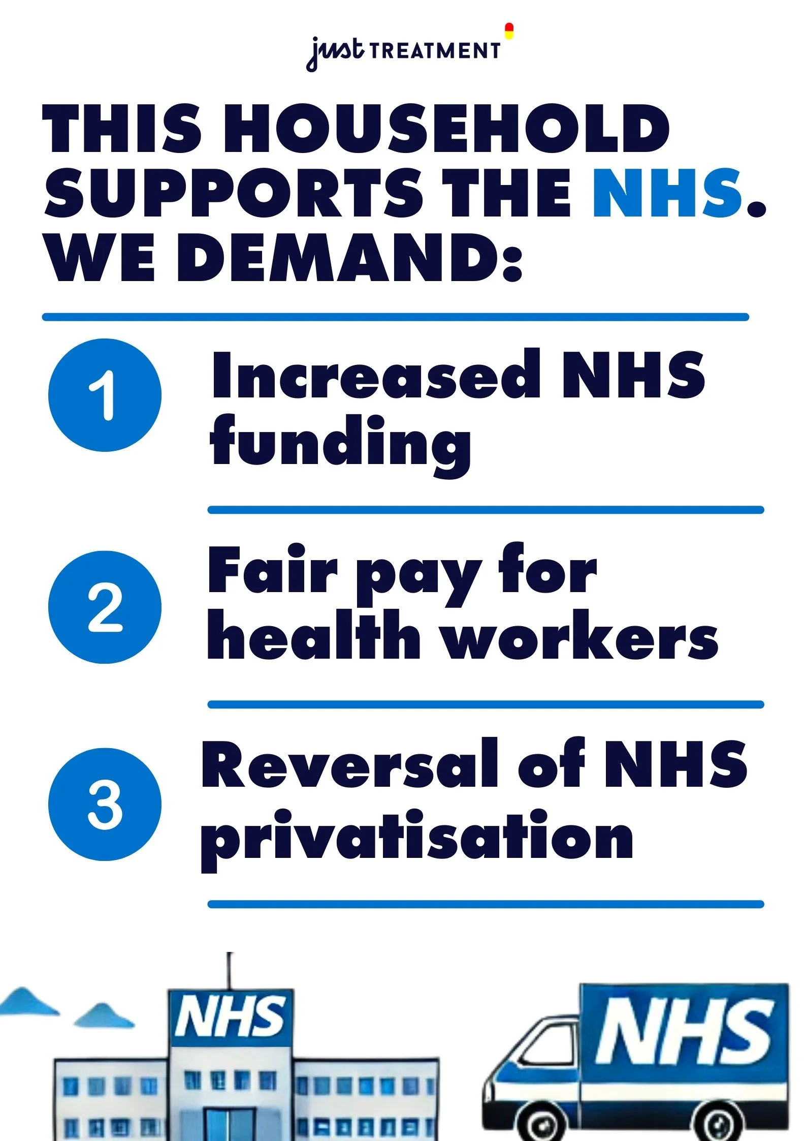 NHS election poster — Just Treatment