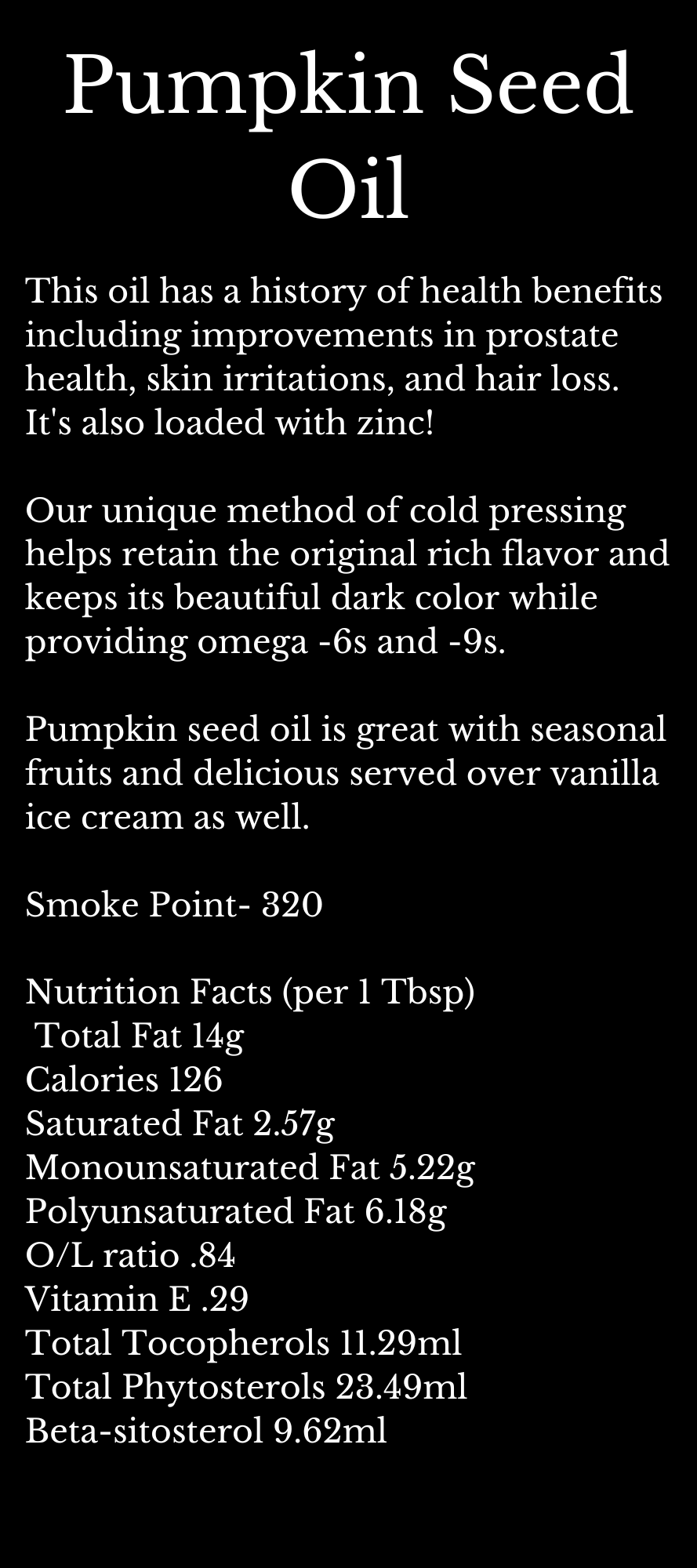 Pumpkin Oil — Oliver Farm Artisan Oils