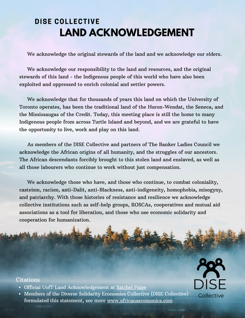 DISE Official Land Acknowledgement — Diverse Solidarity Economies (DISE)