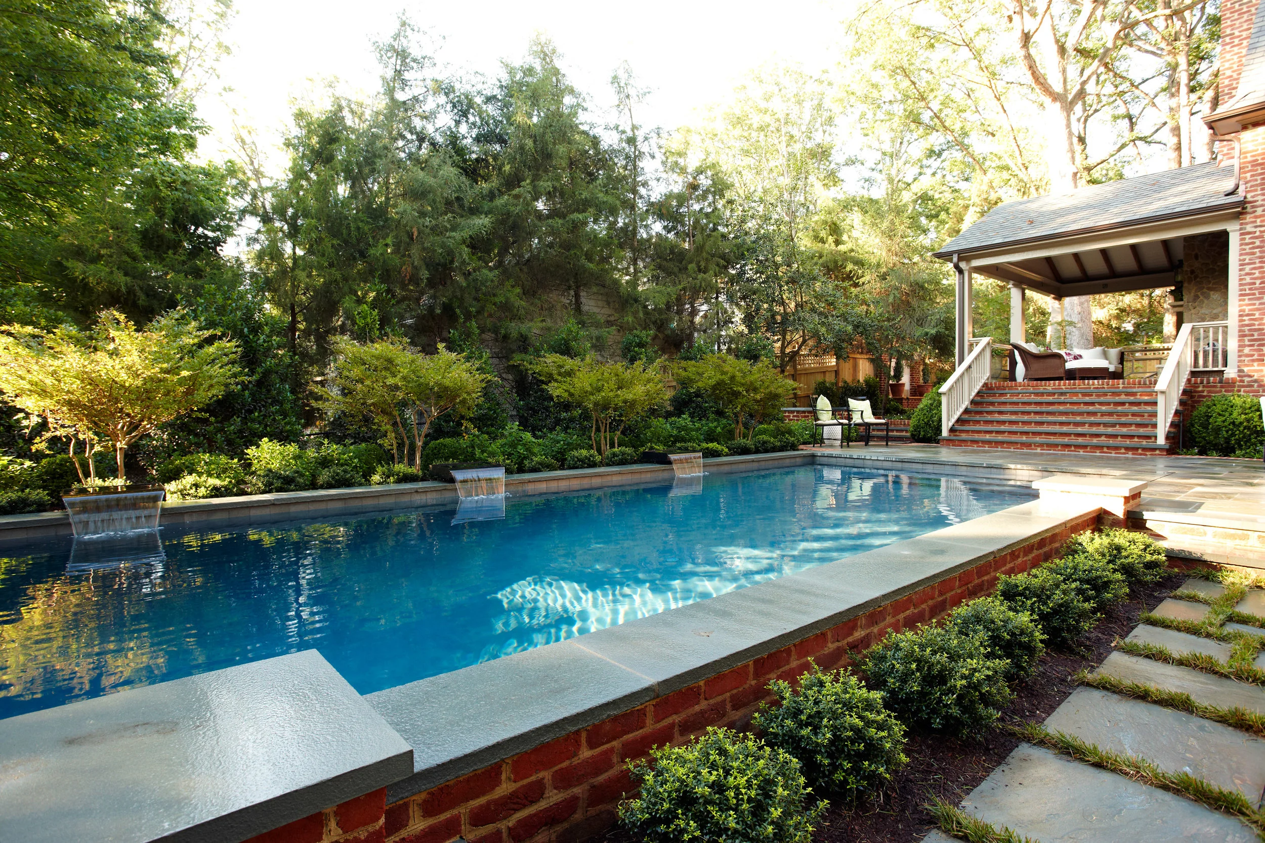 Asian Inspired Lap Pool with Contemporary Water Features — Marcia Fryer ...