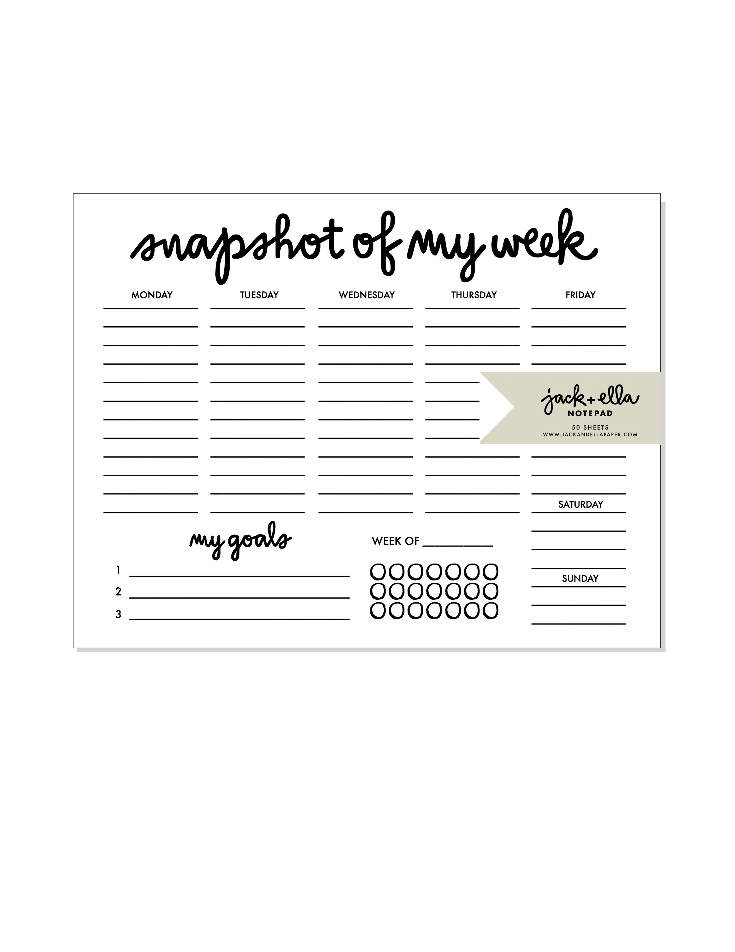 Immediate Download: Snapshot of my week Planner with Goal Habit Builder ...