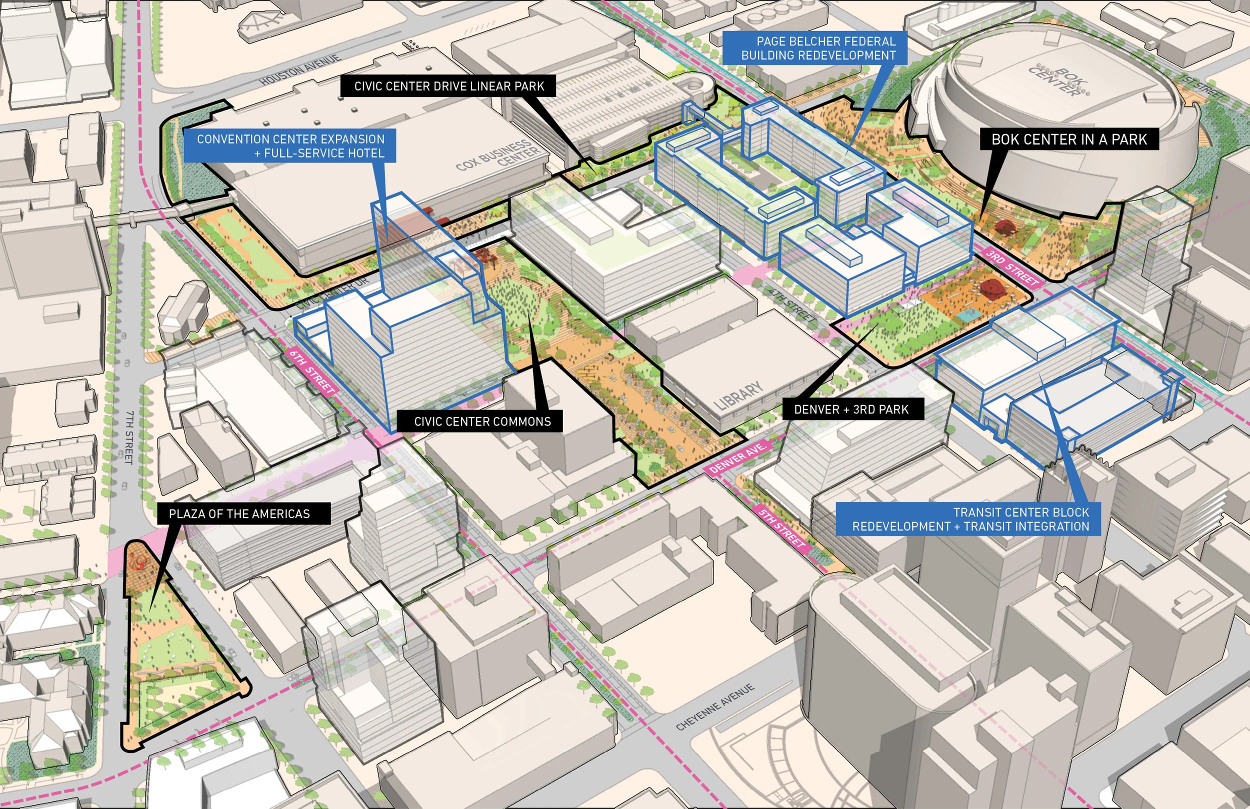 Tulsa Arena District Master Plan — MKSK | Planning, Urban Design ...