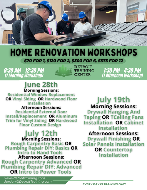 Home Renovation Workshops Workshops — Detroit Training Center