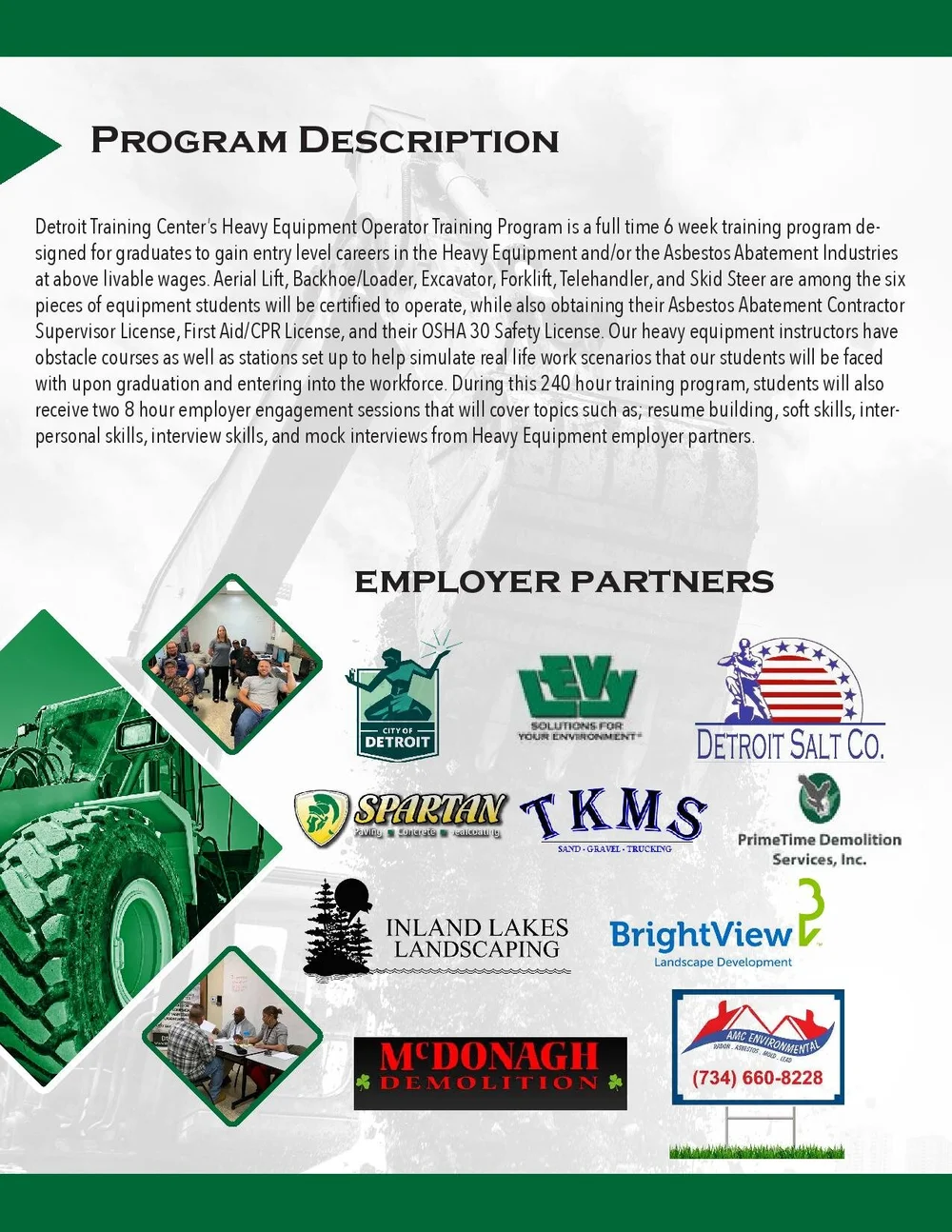 Heavy Equipment Operator Program — Detroit Training Center