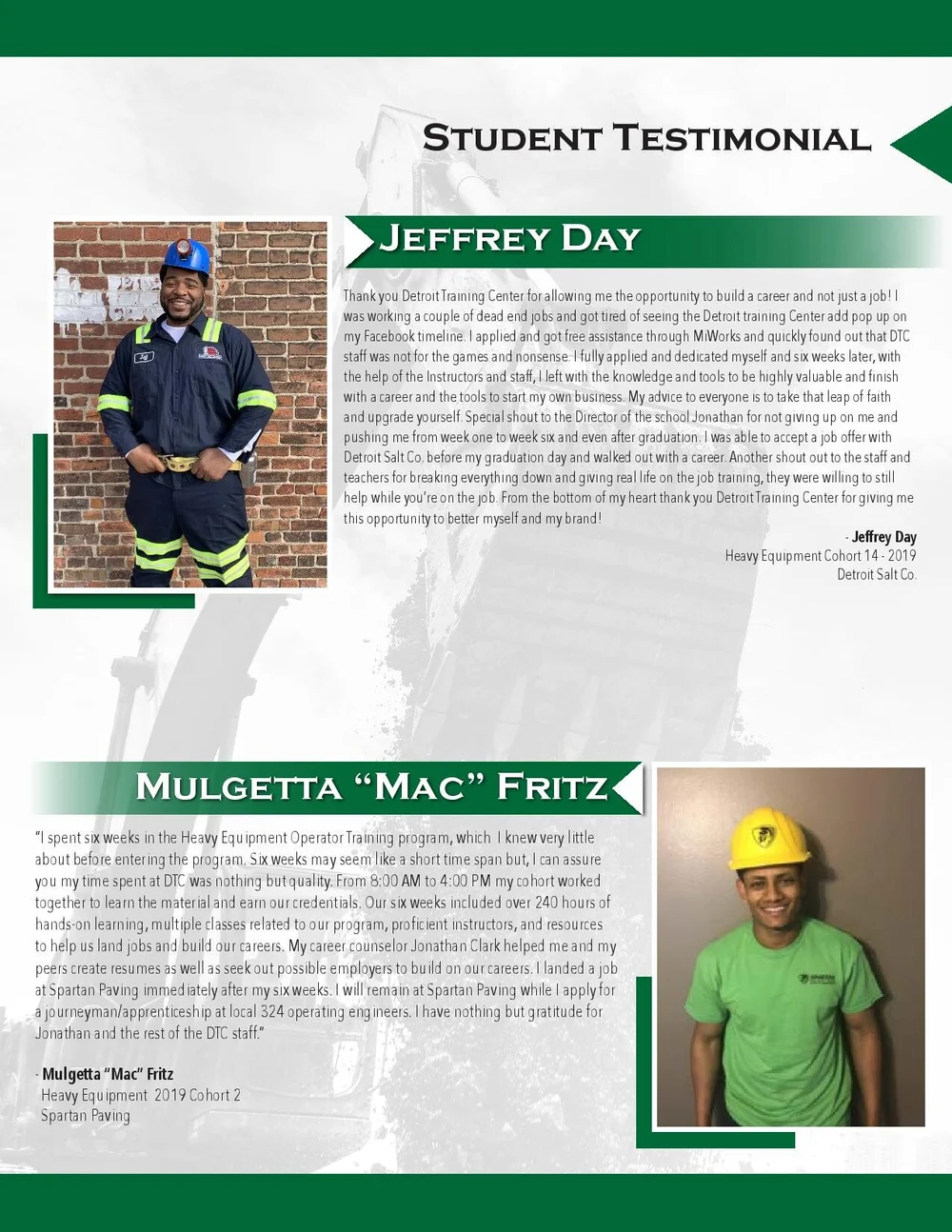 Heavy Equipment Operator Program — Detroit Training Center