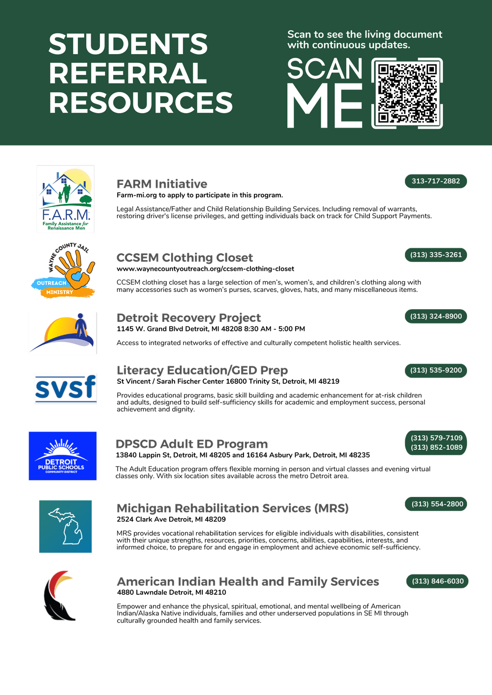 Student Referral Resources — Detroit Training Center