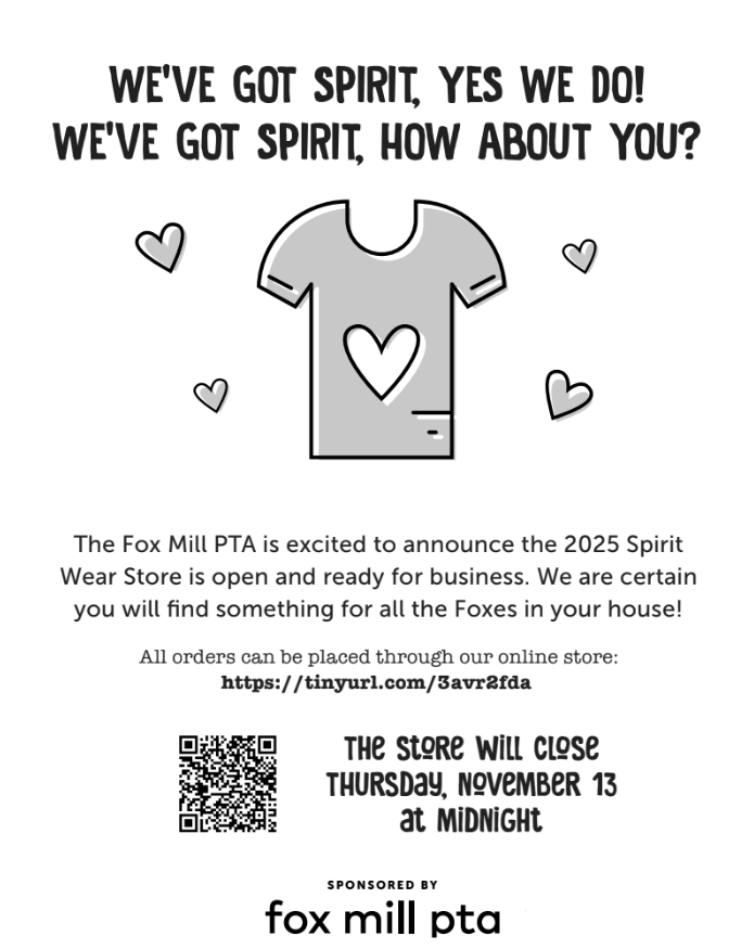 Fox Mill Spirit Wear Store open until Nov 13th! — Fox Mill Pta