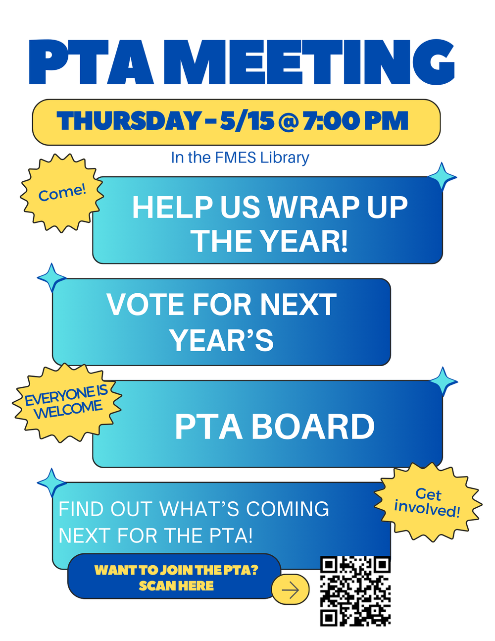 PTA General Election & Meeting THIS THURSDAY, May 15th, 7pm! — Fox Mill Pta