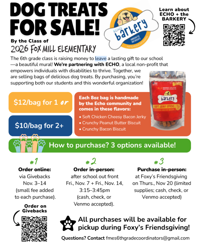 REMINDER: 6th grade Barkery Fundraiser! — Fox Mill Pta