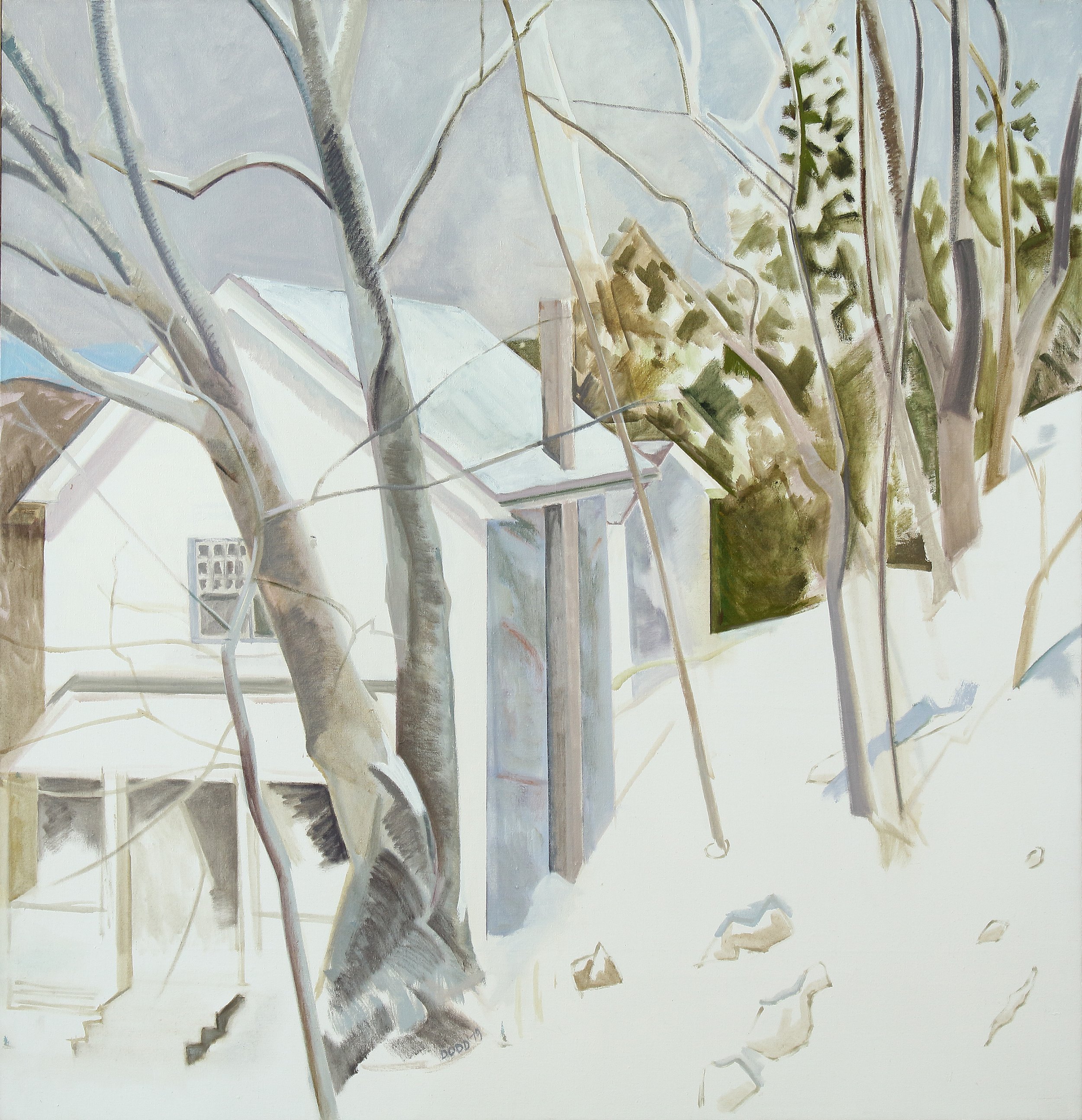 "Neighbor’s House in the Snow," Lois Dodd — Portland Museum of Art