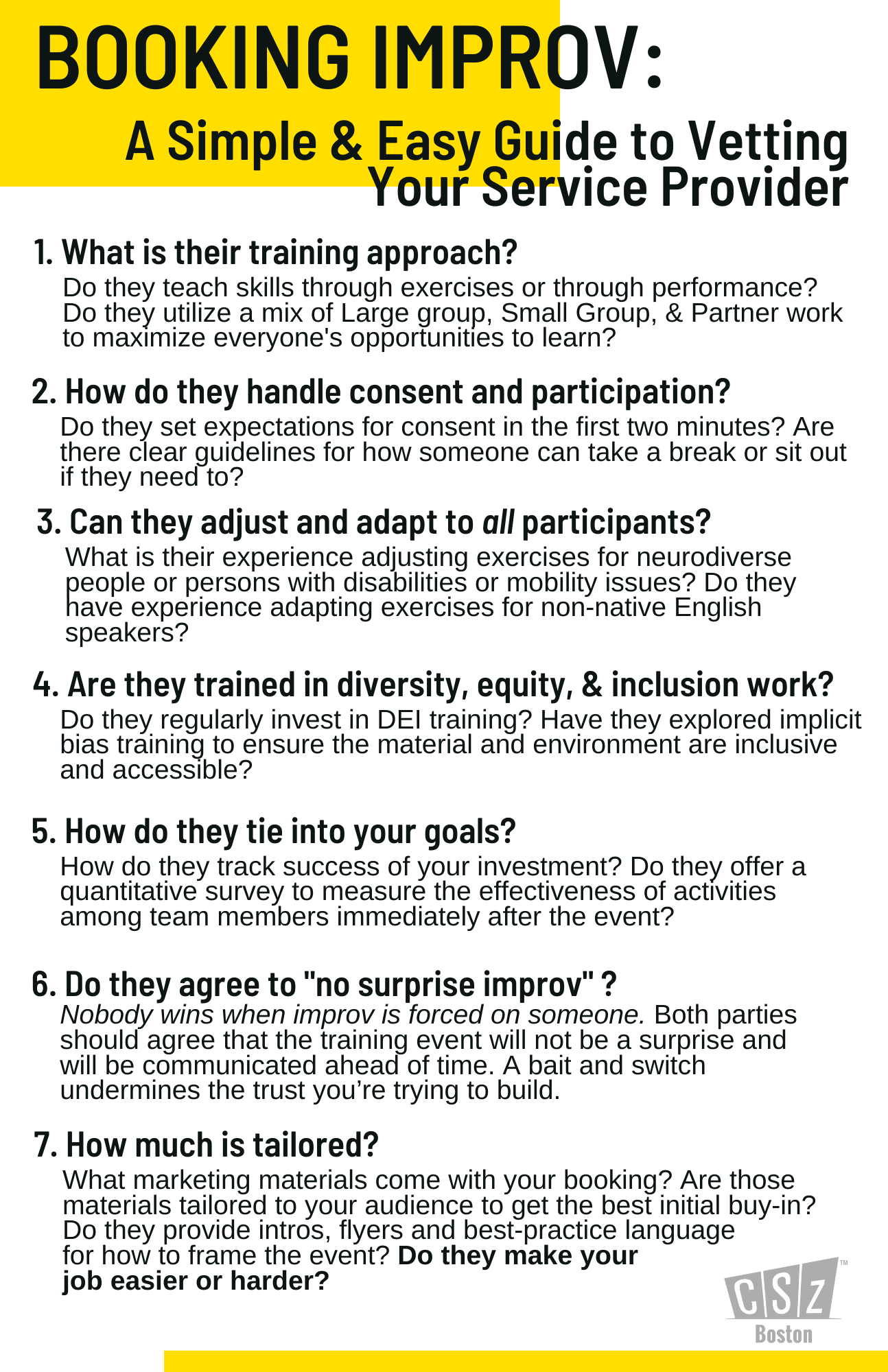 Free Booking Guide — Workplace Training with Improv