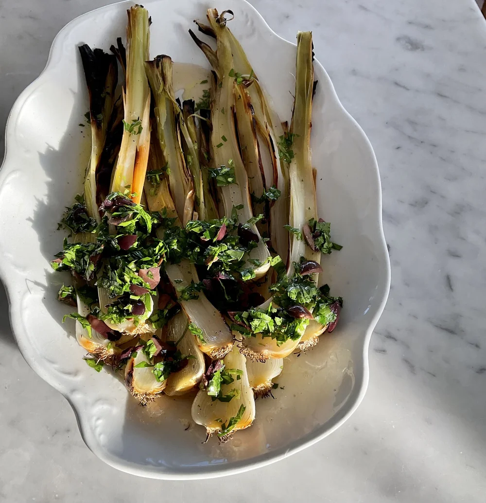 CHAR-GRILLED LEEKS WITH VERJUICE DRESSING — Torello Farm