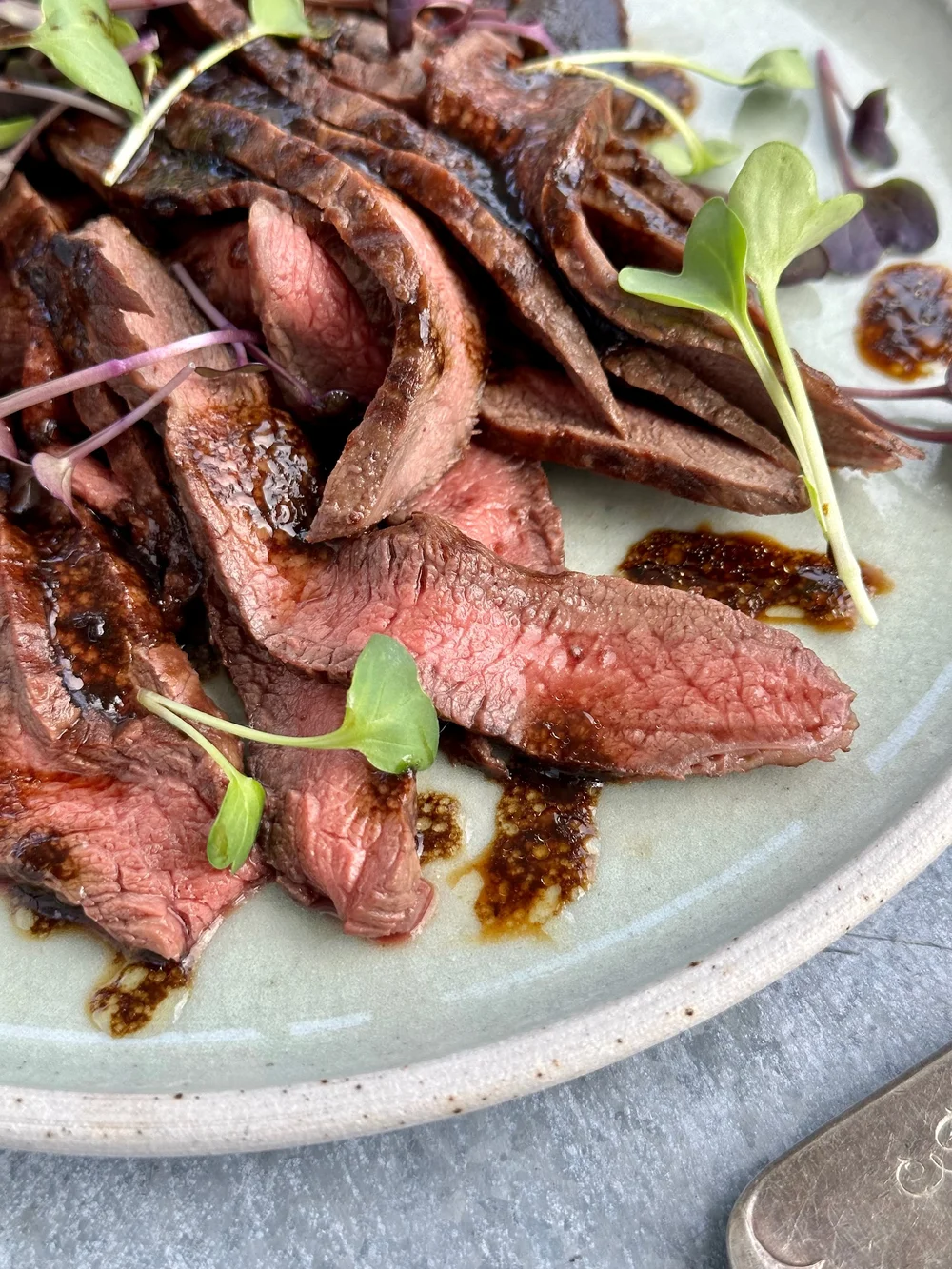 SEARED MERLOT STEAK WITH MICRO GREENS — Torello Farm