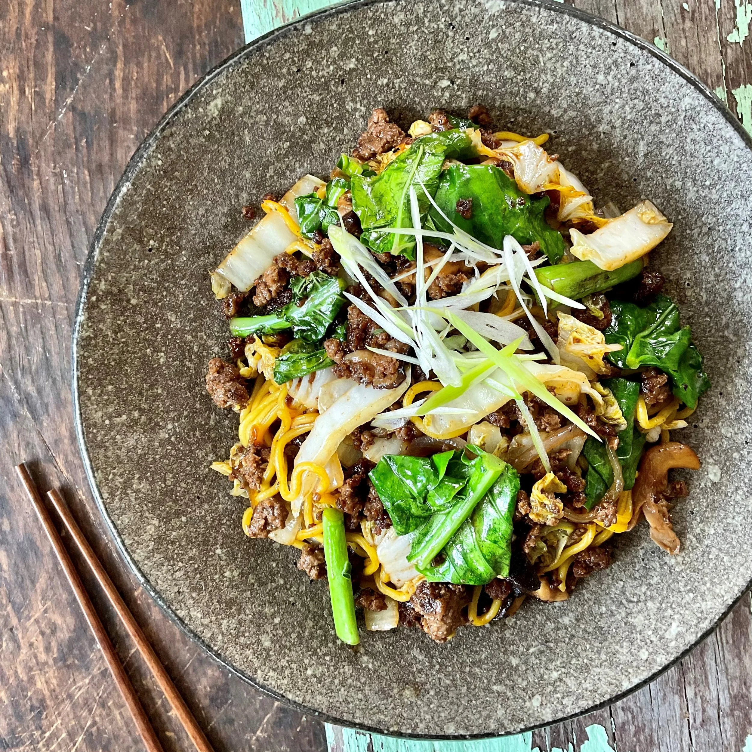 GRASS FED BEEF & WOMBOK NOODLES — Torello Farm