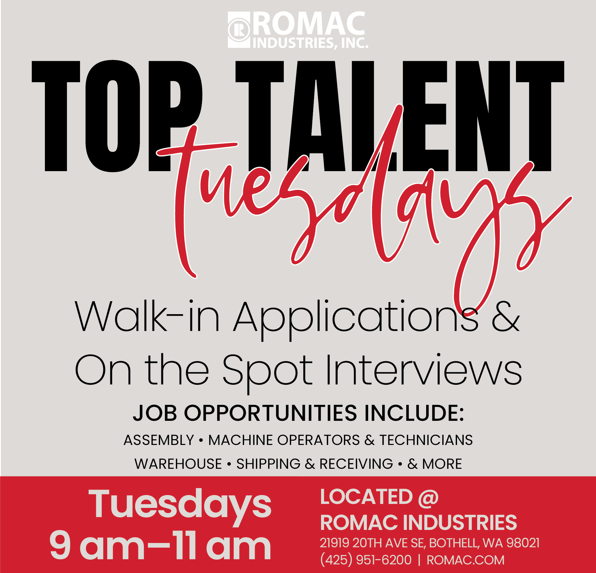 Top Talent Tuesdays — ROMAC INDUSTRIES