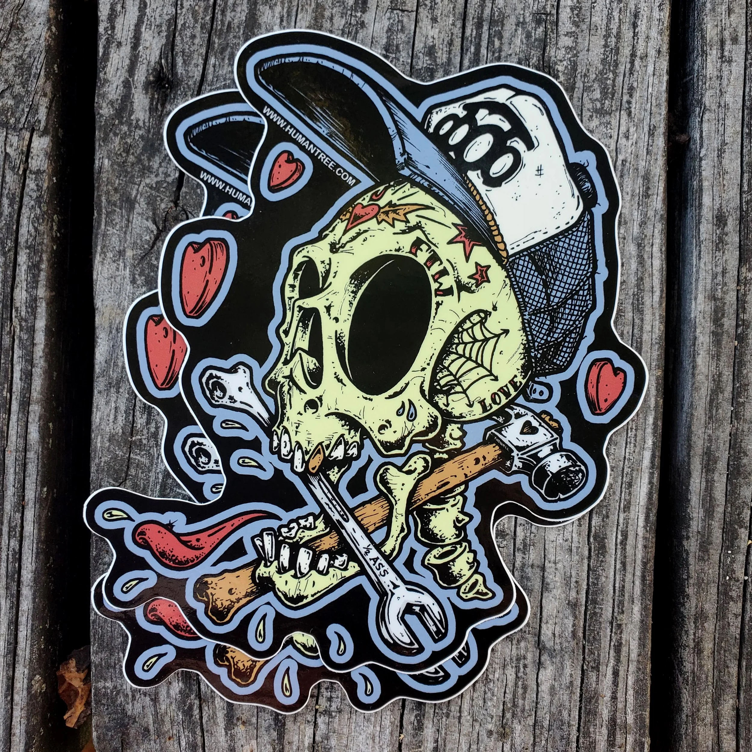 HALF ASS SKULL STICKERS — Humantree.com – The art of Jeral Tidwell