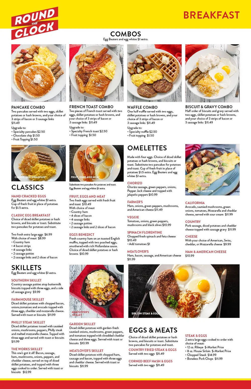 Breakfast Menu — Round the Clock Restaurant