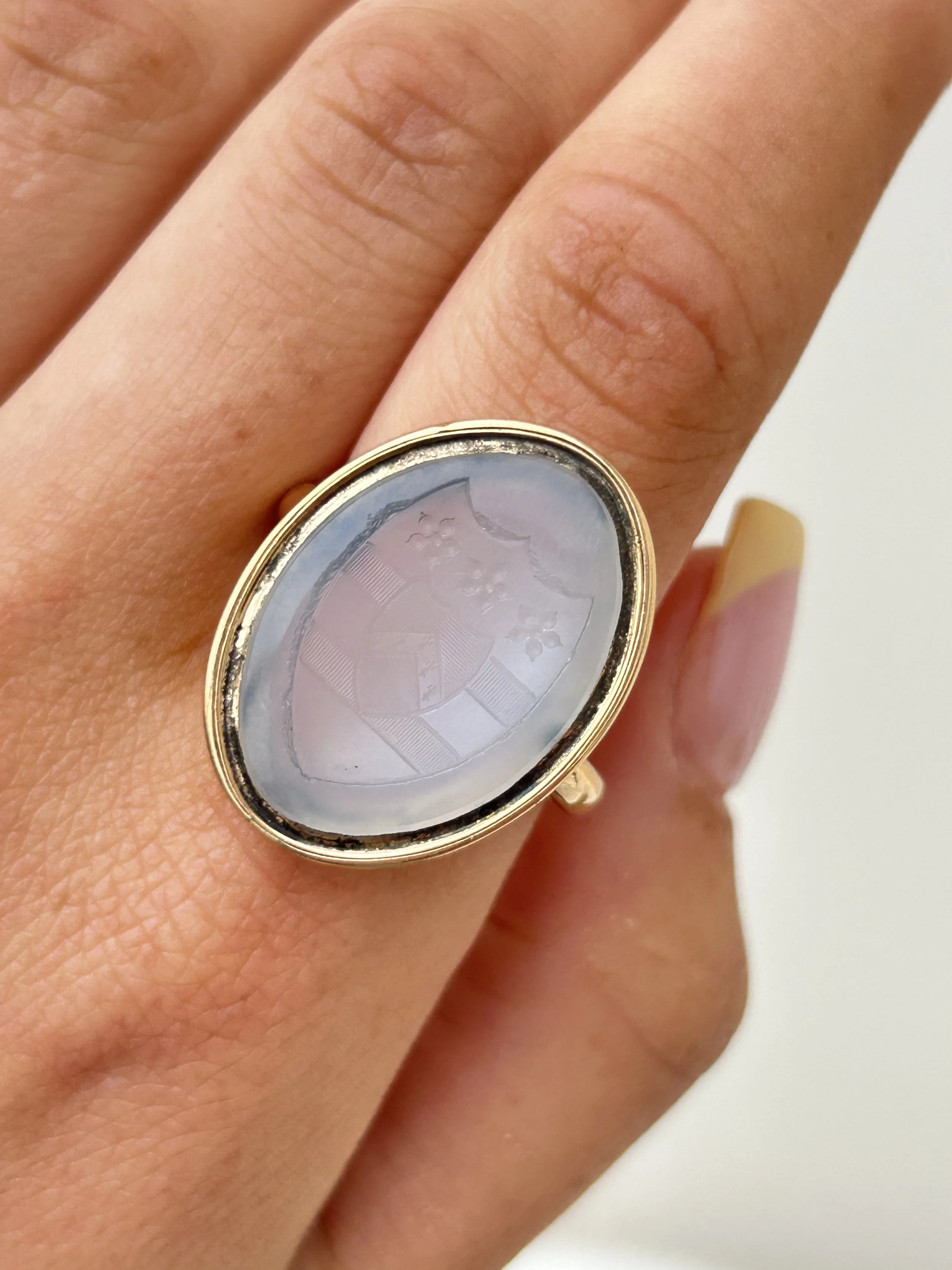 Chunky Antique Carnelian Intaglio Signet Ring in Yellow Gold — Gembank1973