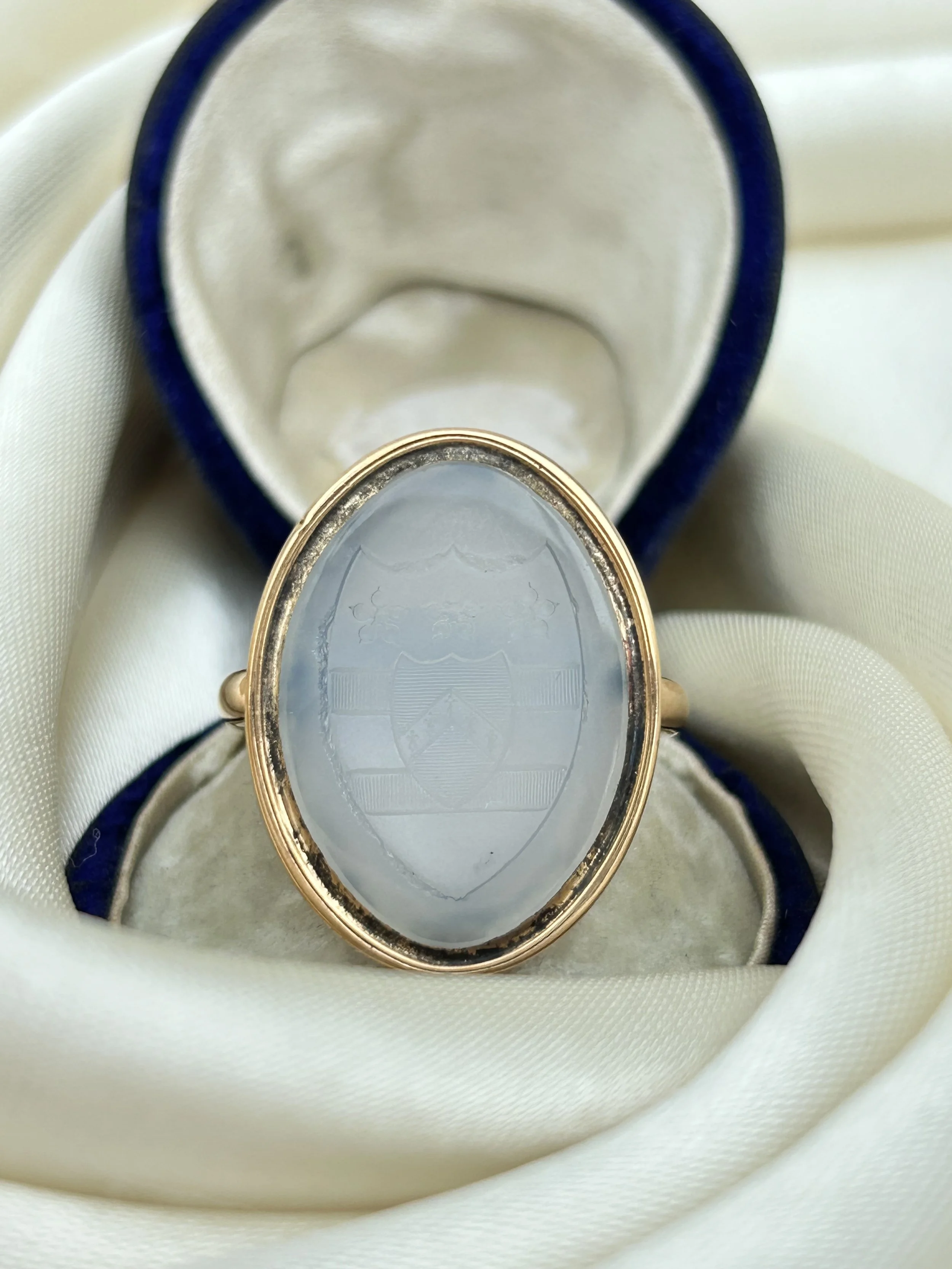 Antique Onyx 9ct Yellow Gold W/M Signet Ring — Gembank1973