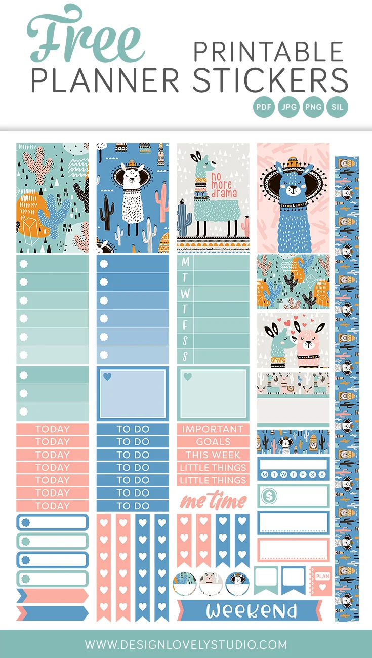 Free Printable Llama Planner Stickers — Design Lovely Studio