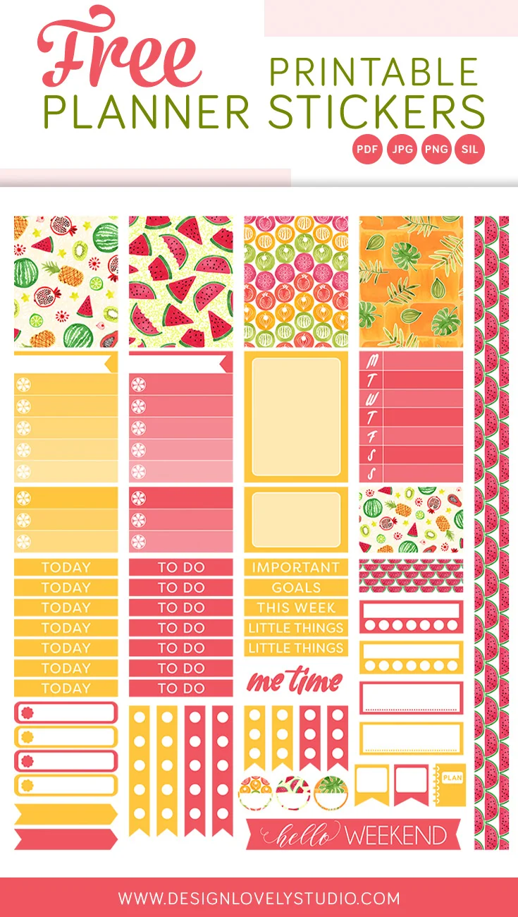 Free Printable Tropical Fruit Planner Stickers — Design Lovely Studio