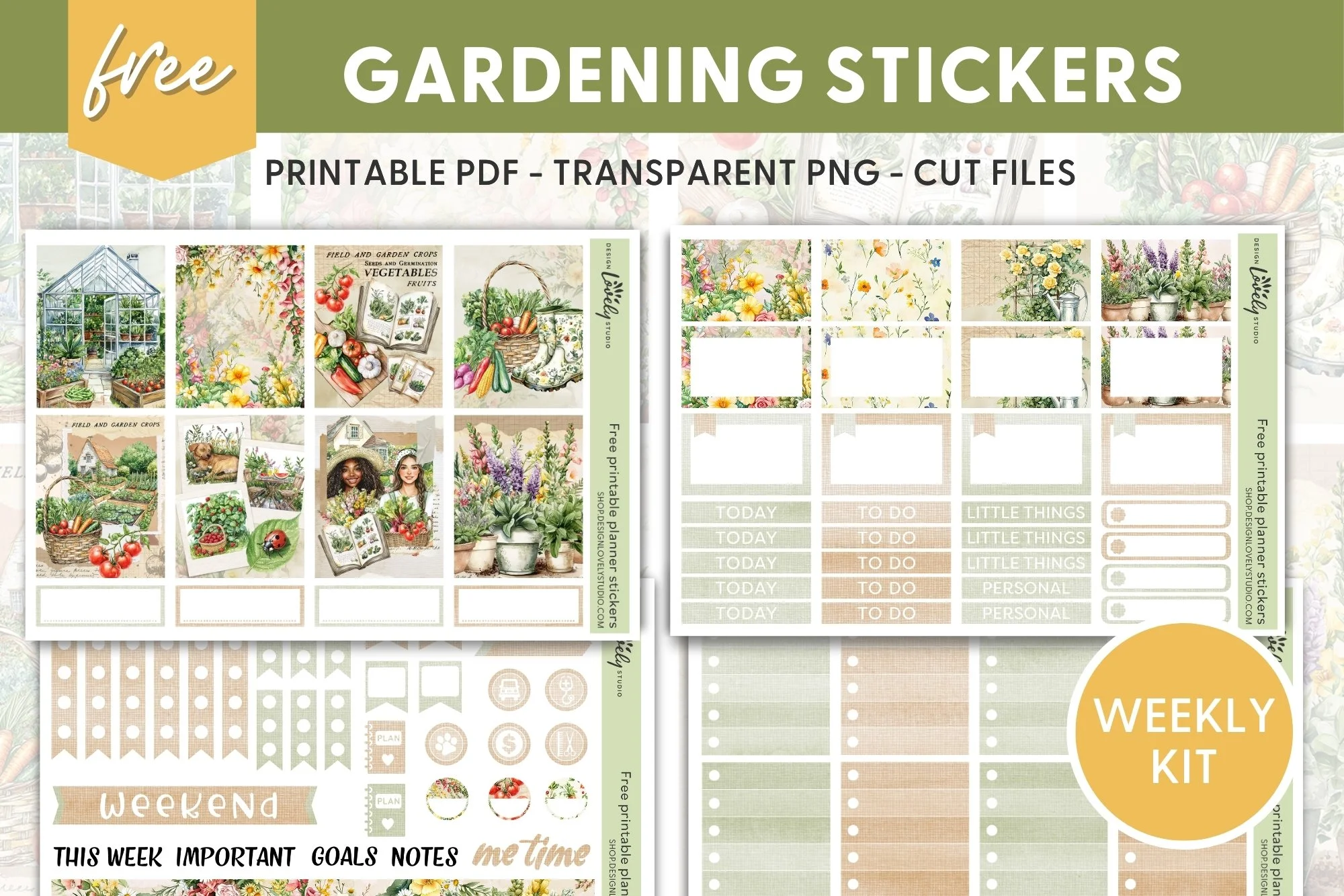 Free Printable Gardening Weekly Planner Stickers | Design Lovely Studio ...