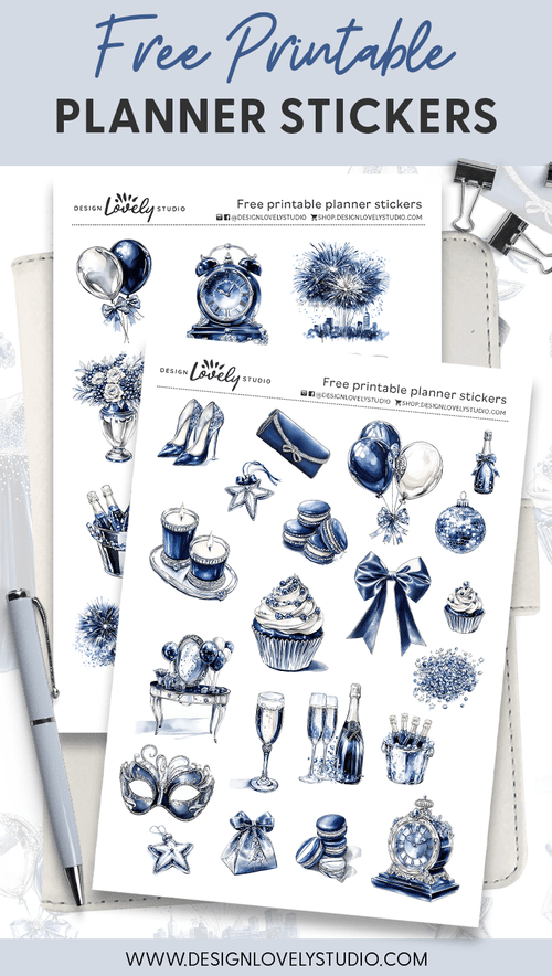 Free New Year’s Eve Planner Stickers | Printable Decorative Sticker Kit ...