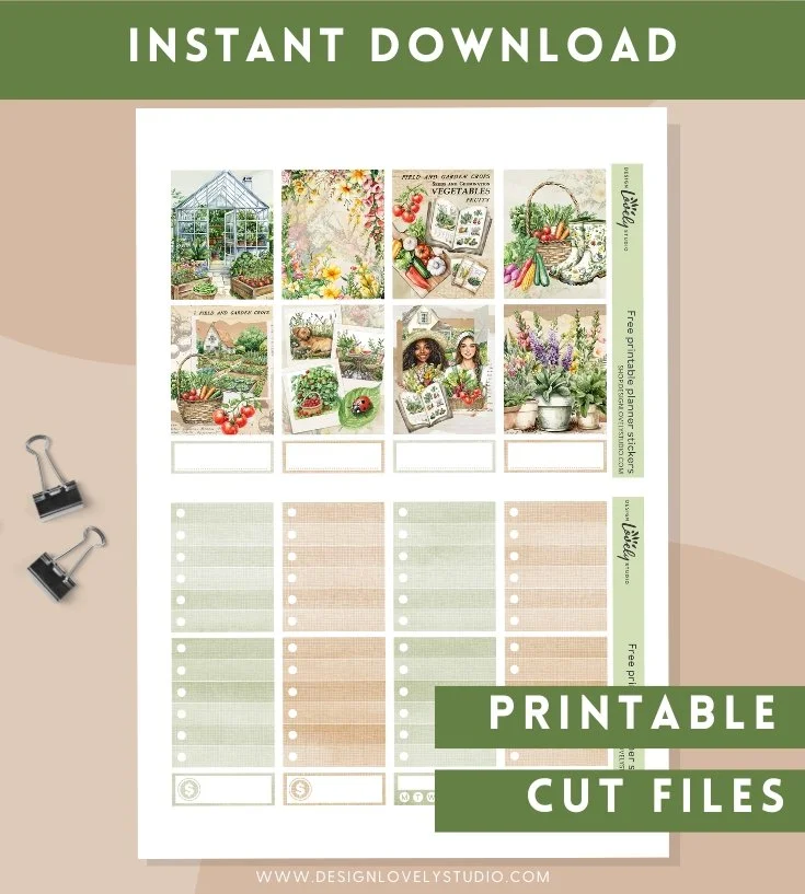 Free Printable Gardening Weekly Planner Stickers | Design Lovely Studio ...