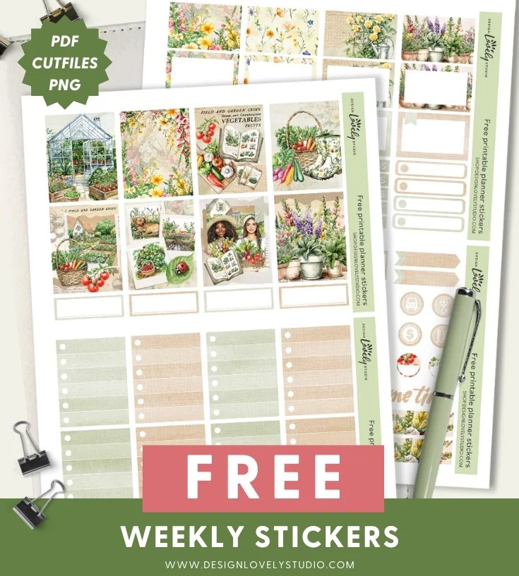 Free Printable Gardening Weekly Planner Stickers | Design Lovely Studio ...