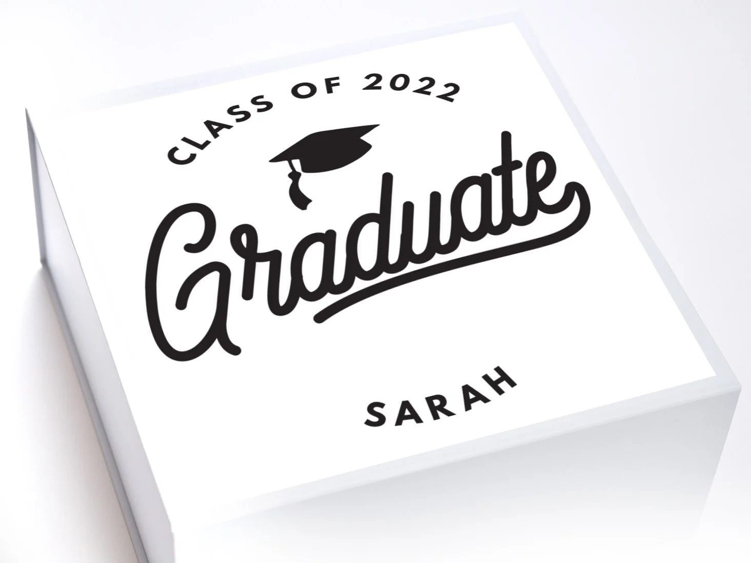 Square Graduation Gift Box — White Confetti Box