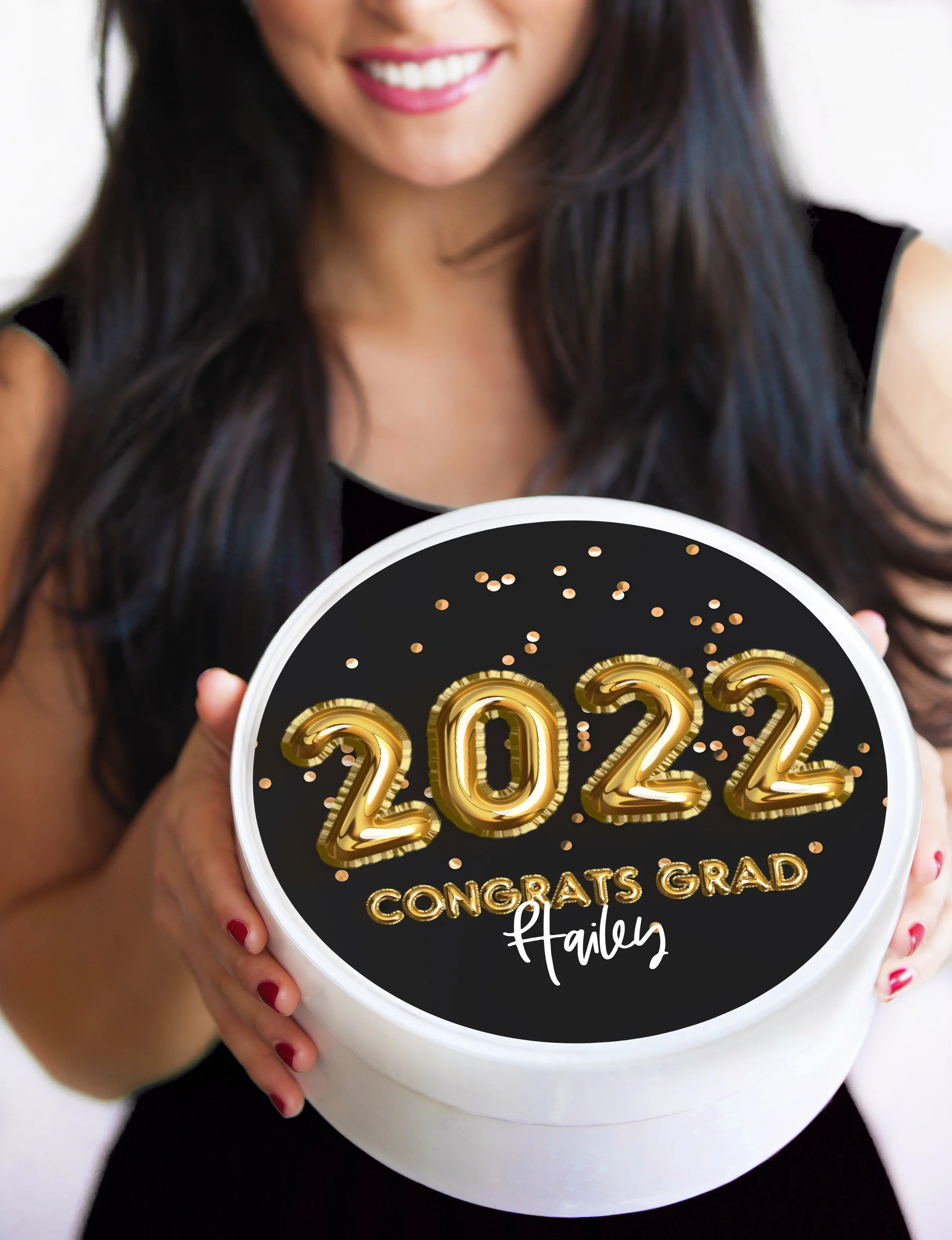 Graduation Custom Gift Box — White Confetti Box
