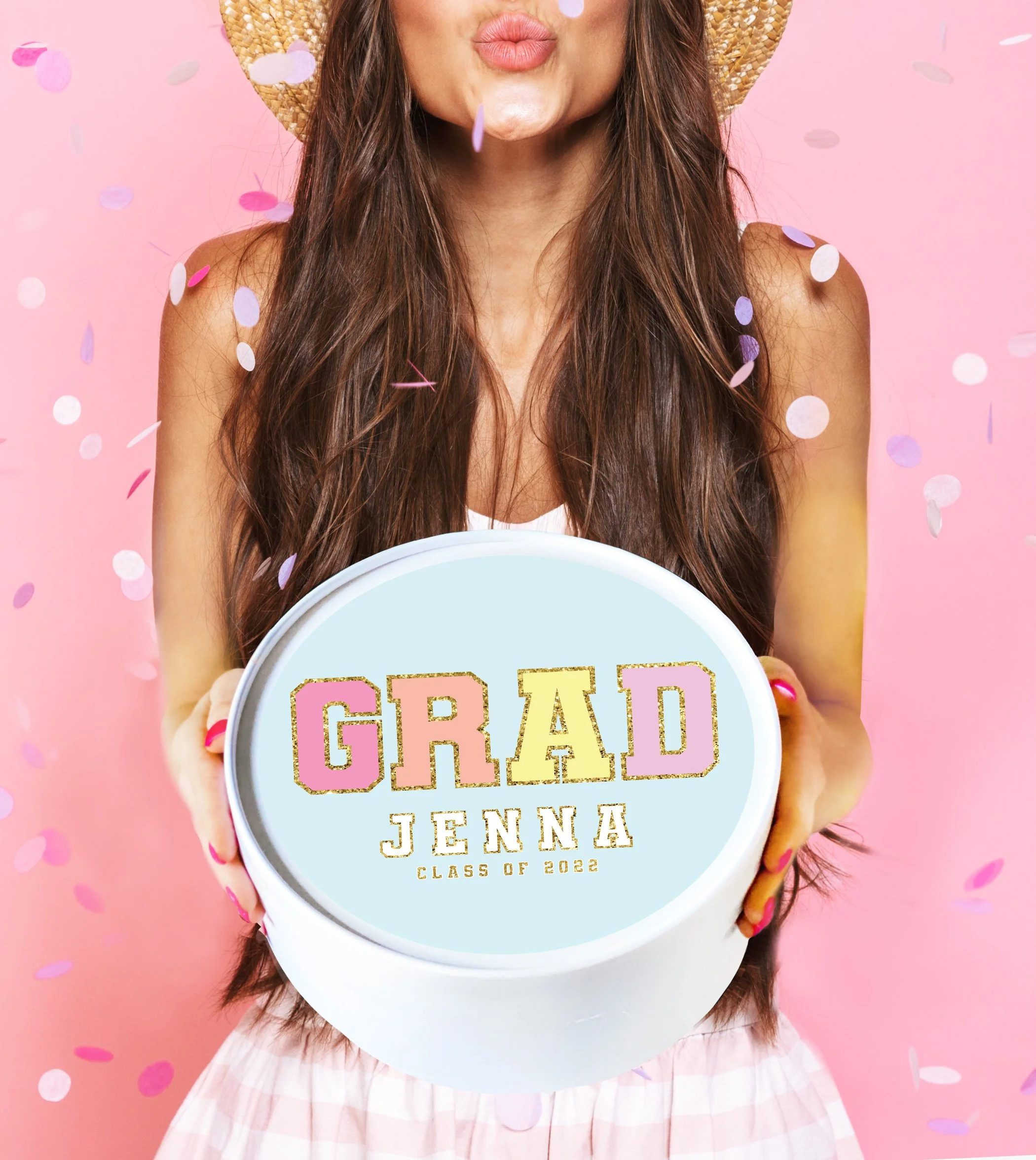 Graduation Custom Gift Box - White Confetti Box