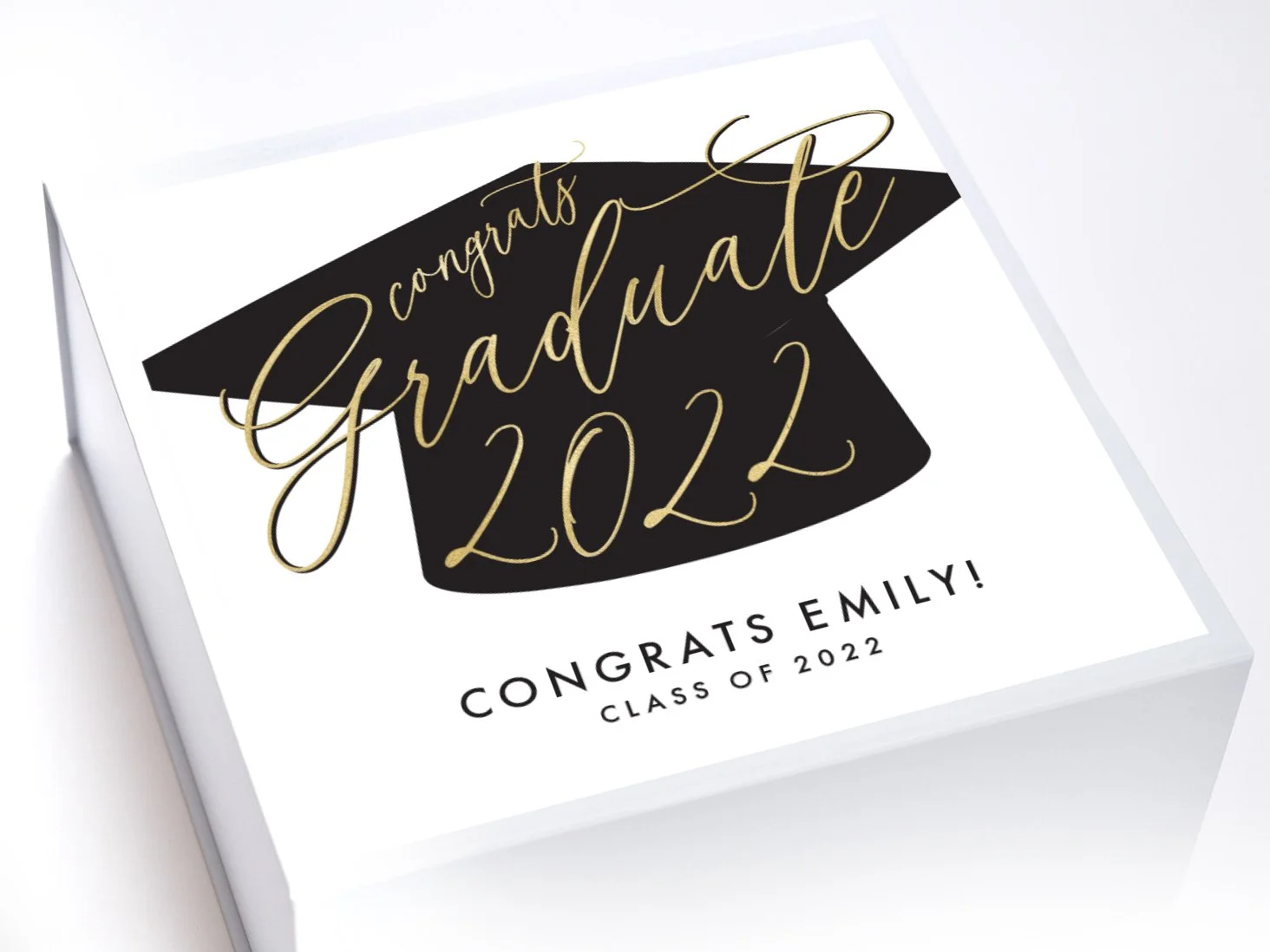Square Graduation Gift Box — White Confetti Box