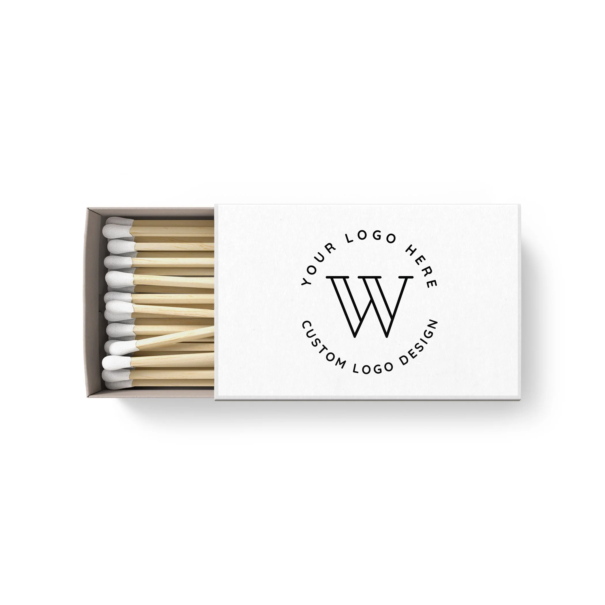 Custom Logo Matches SET OF 50 — White Confetti Box
