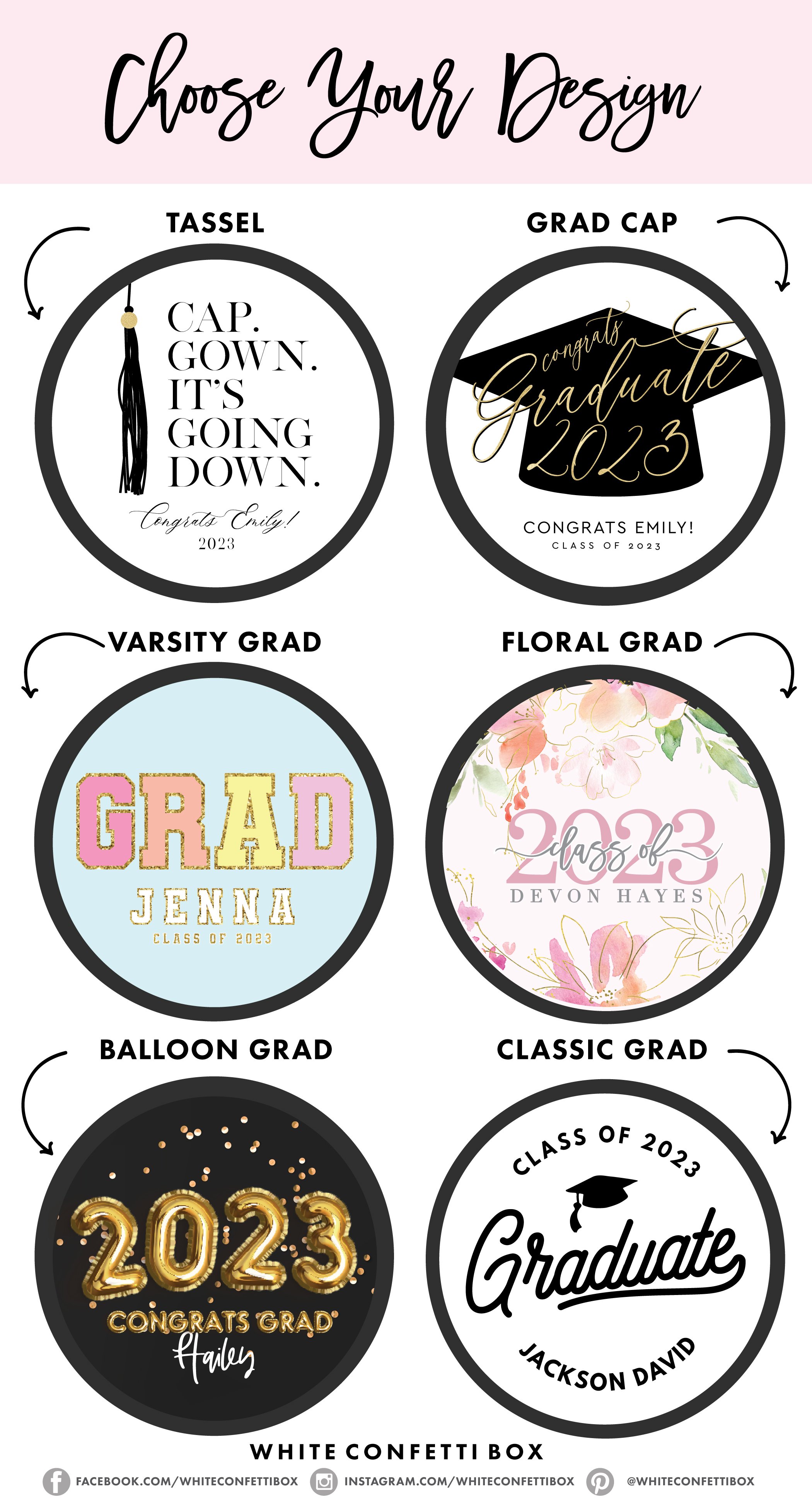 Graduation Custom Gift Box — White Confetti Box