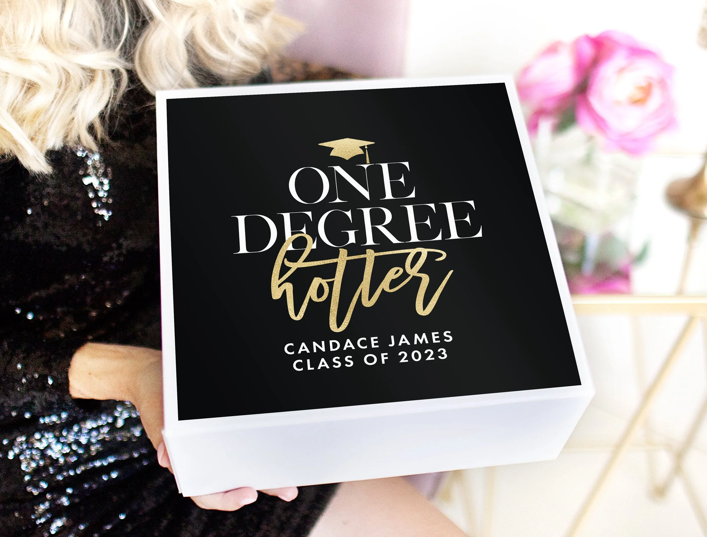 Graduation Custom Gift Box - White Confetti Box